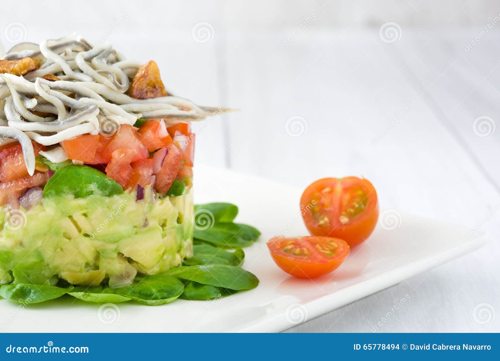Vegetables and Baby Eels or Elvers Tartare Stock Photo - Image of fish ...