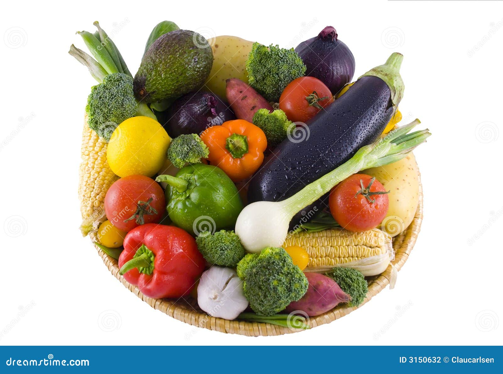 Vegetables basket isolated stock photo. Image of onion - 3150632
