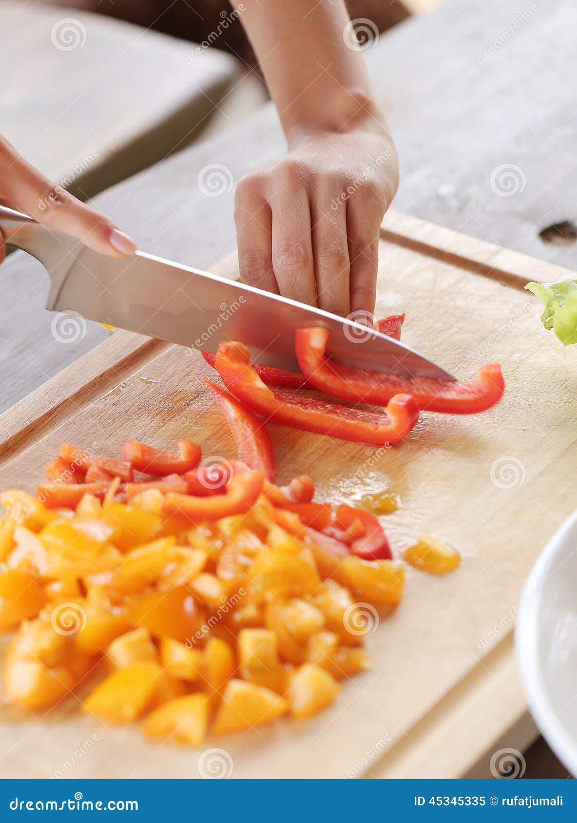 Vegetables being sliced stock image. Image of healthy - 45345335