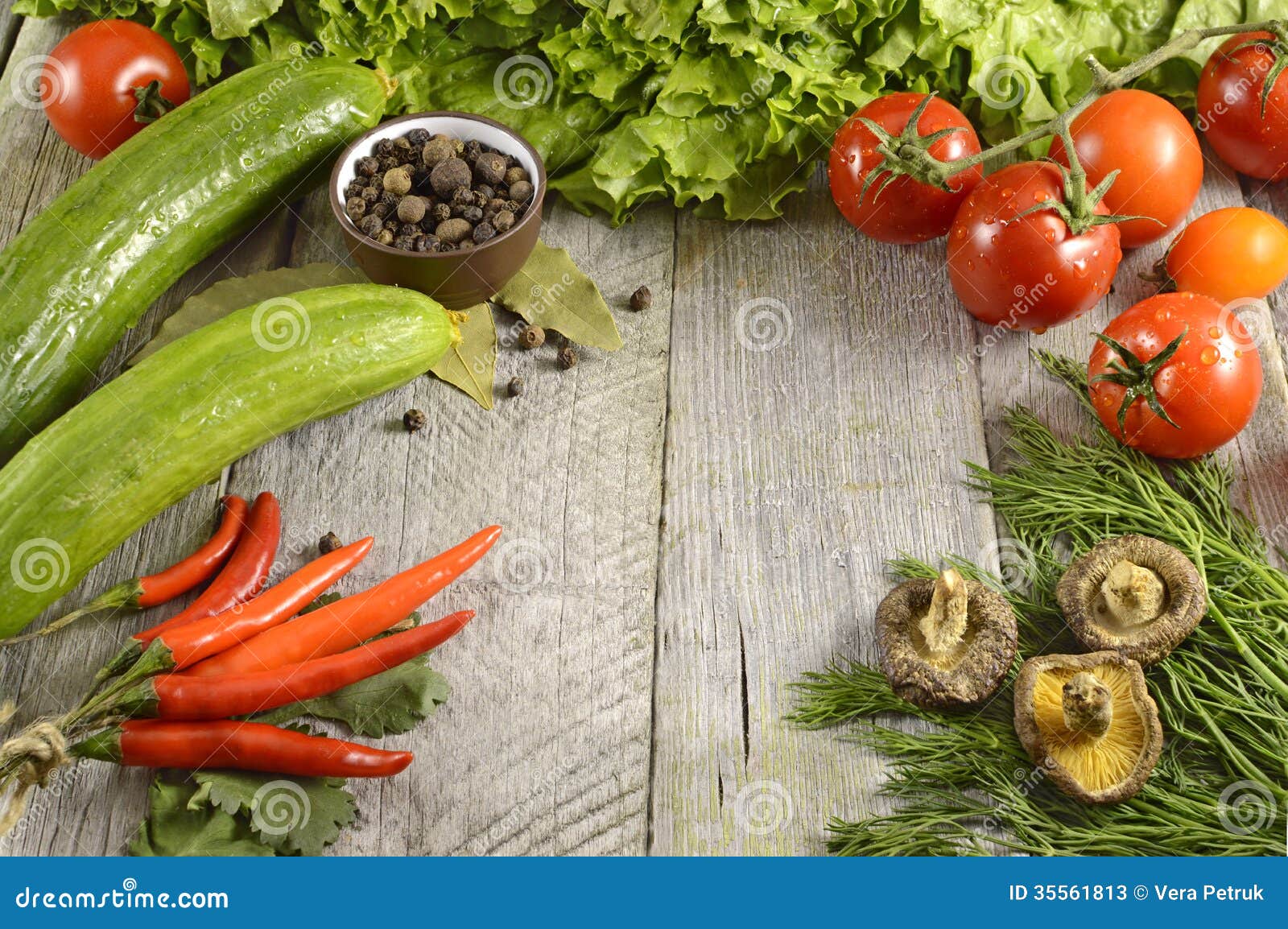 Vegetables border on wood stock image. Image of italian - 35561813