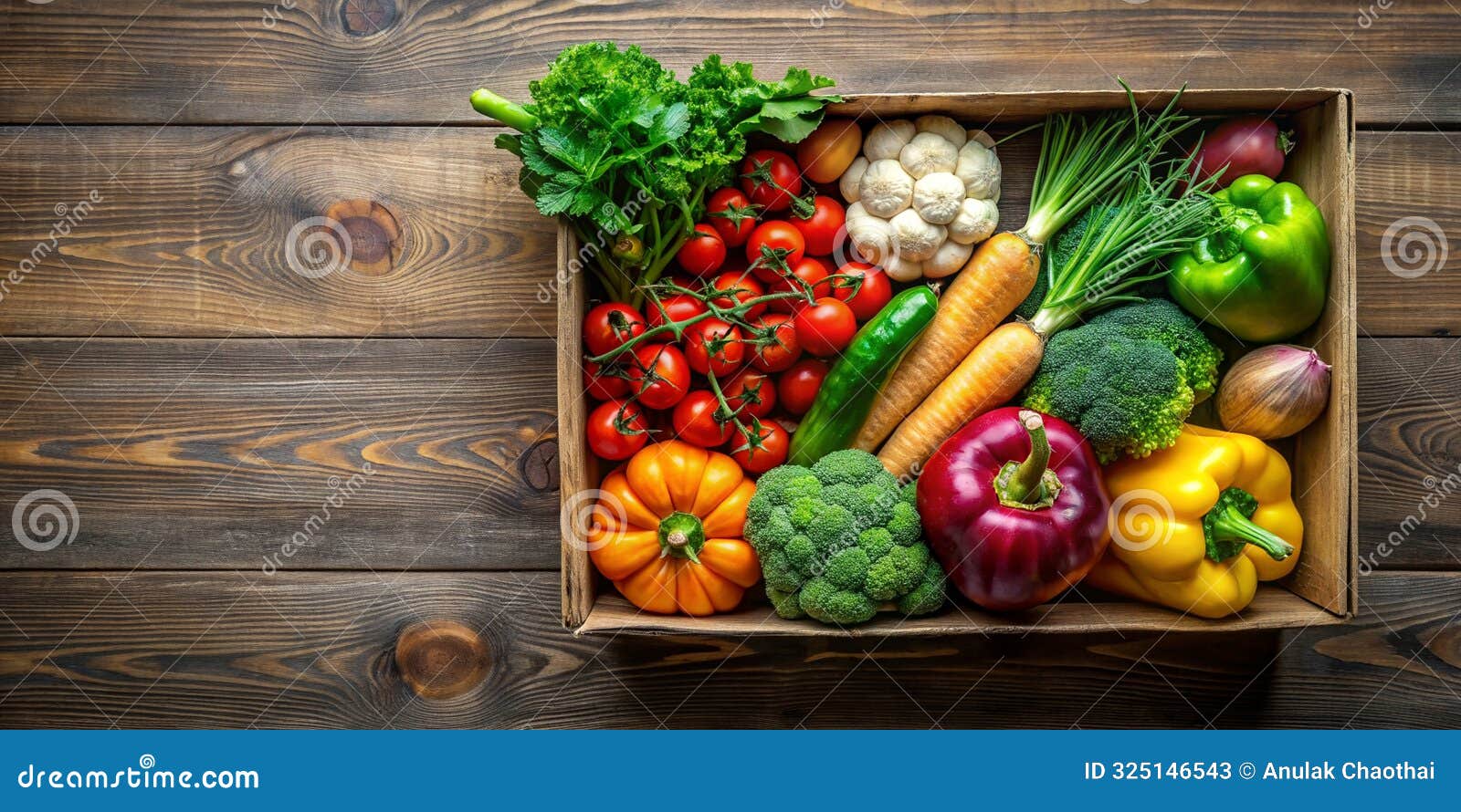 Vegetables in a Box on the Table Top View AI Generative Stock ...