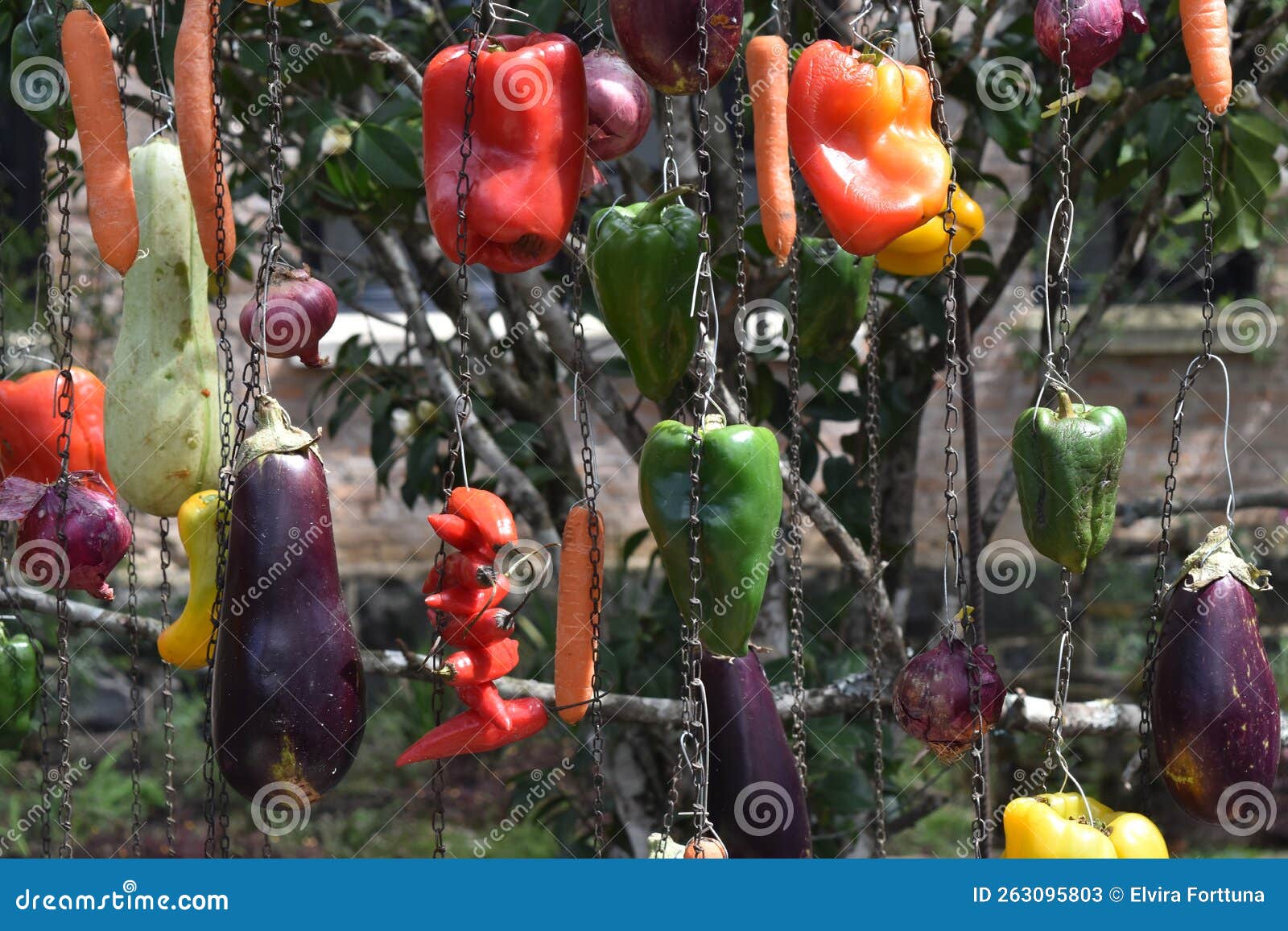 Vegetables Caught in Chains Outdoors Stock Image - Image of roasted ...