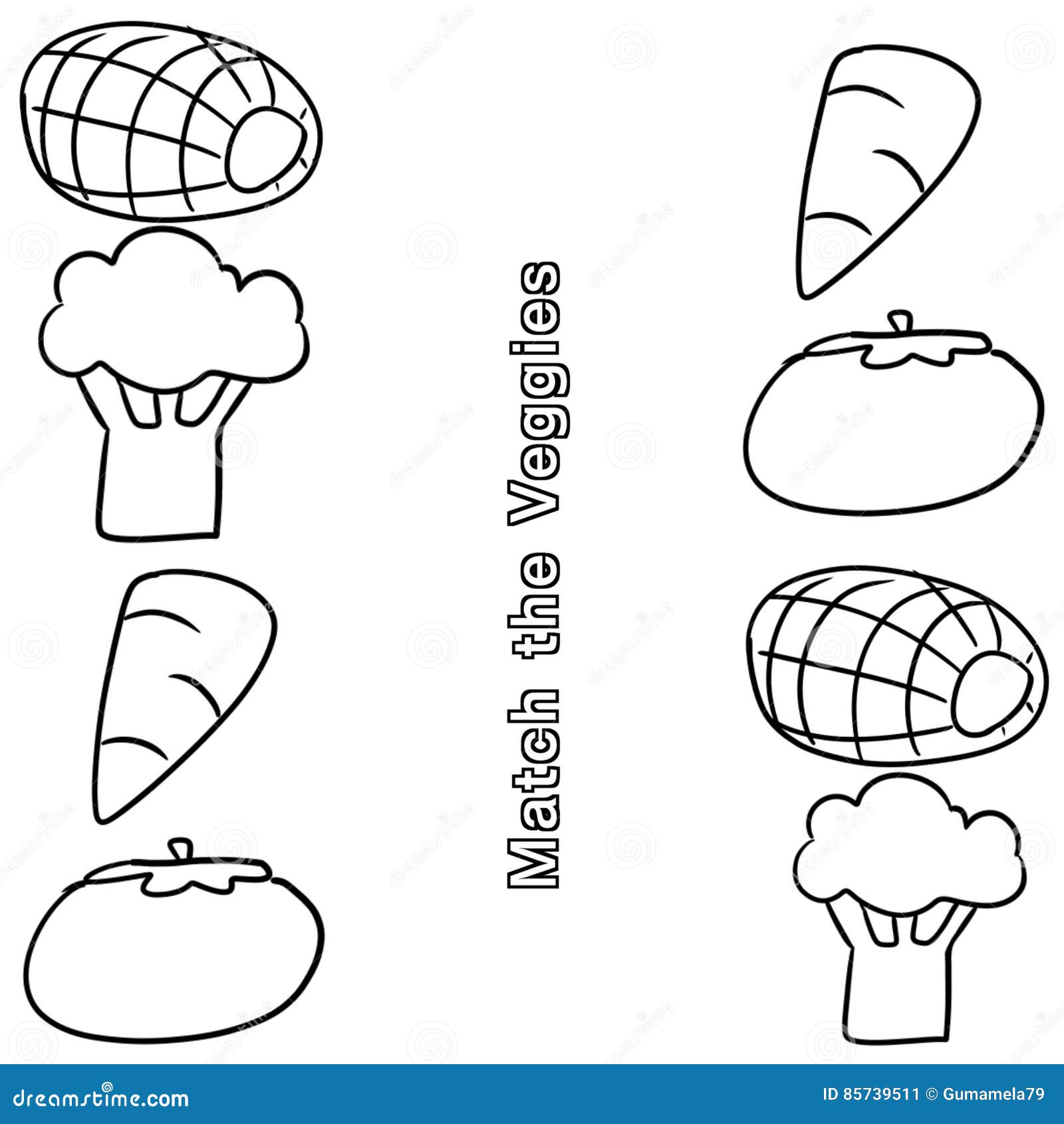 Vegetables Coloring Page For Children Vector Illustration ...