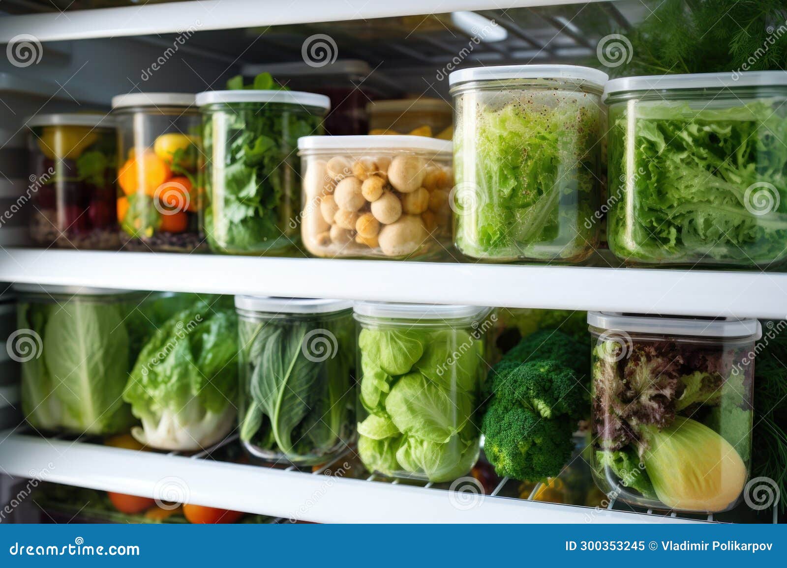 Vegetables in Containers in the Refrigerator Stock Image - Image of ...