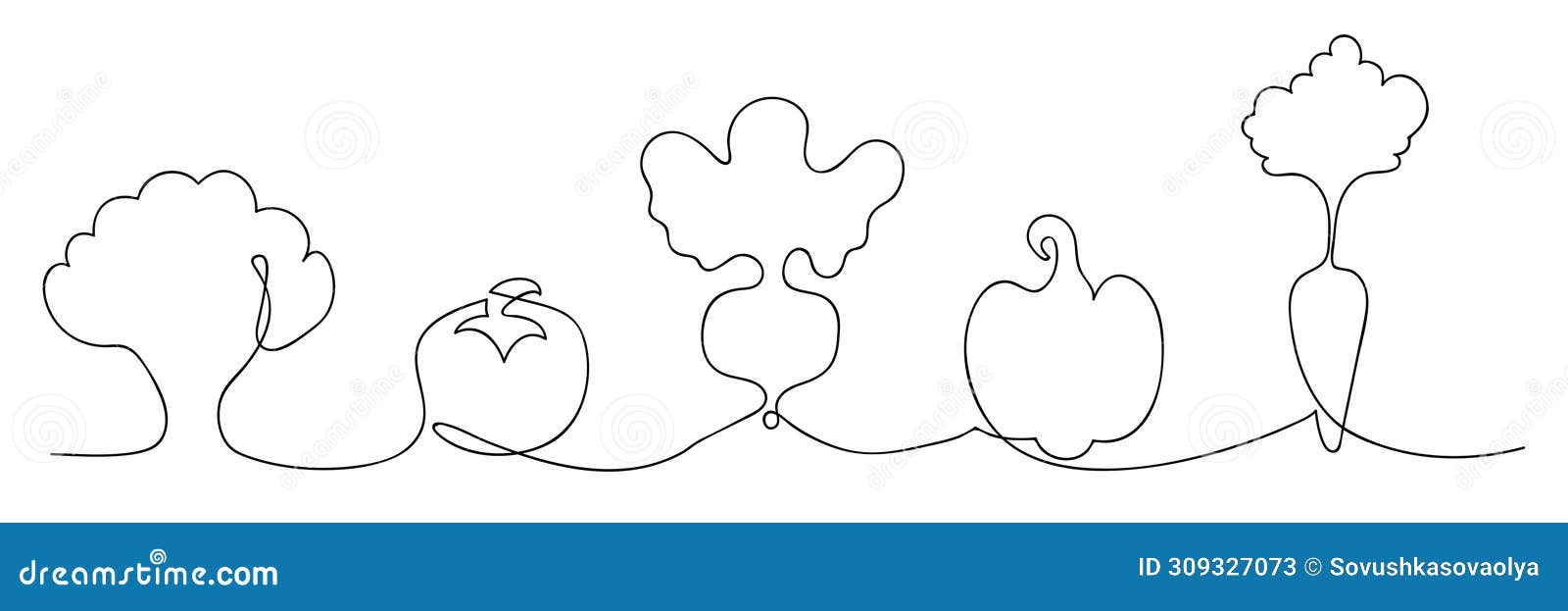 Vegetables Continuous One Line Drawing Stock Vector - Illustration of ...