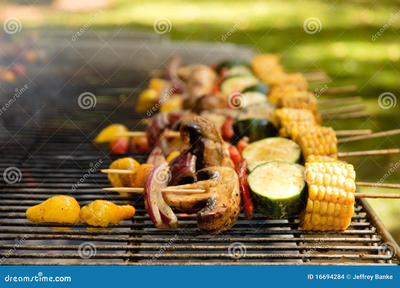 Vegetables Cooking on a Barbeque Grill Stock Photo - Image of vegetable ...