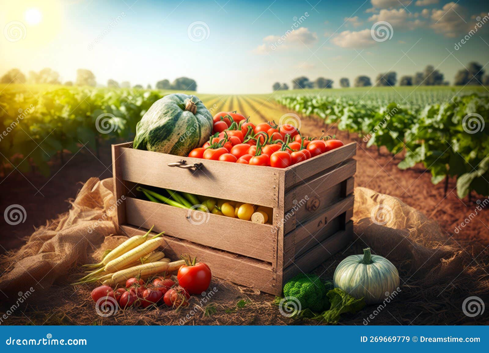 Vegetables in Crate on Farm. Generative AI Stock Image - Image of ...