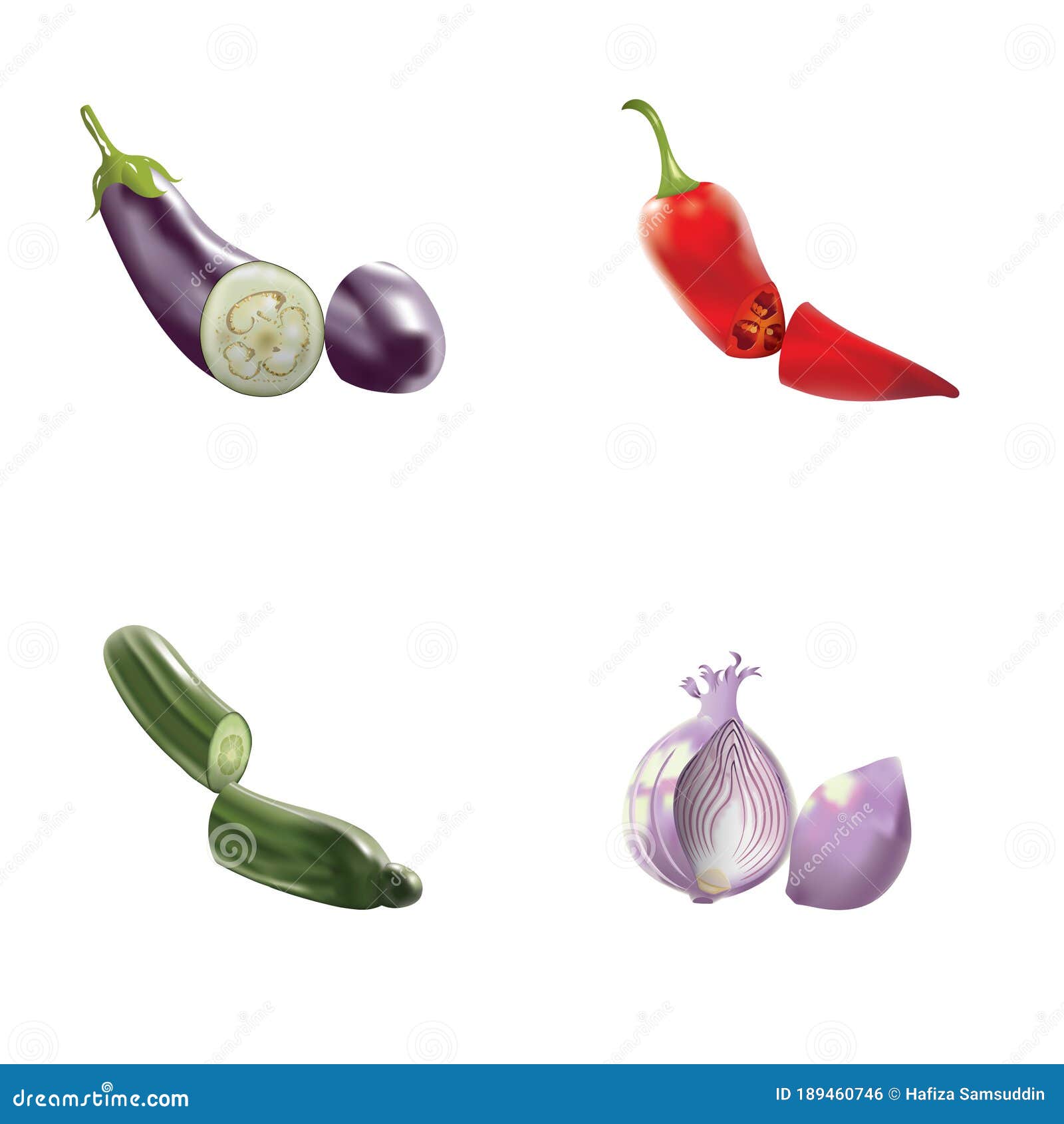 Vegetables Cut into Half. Vector Illustration Decorative Design Stock ...