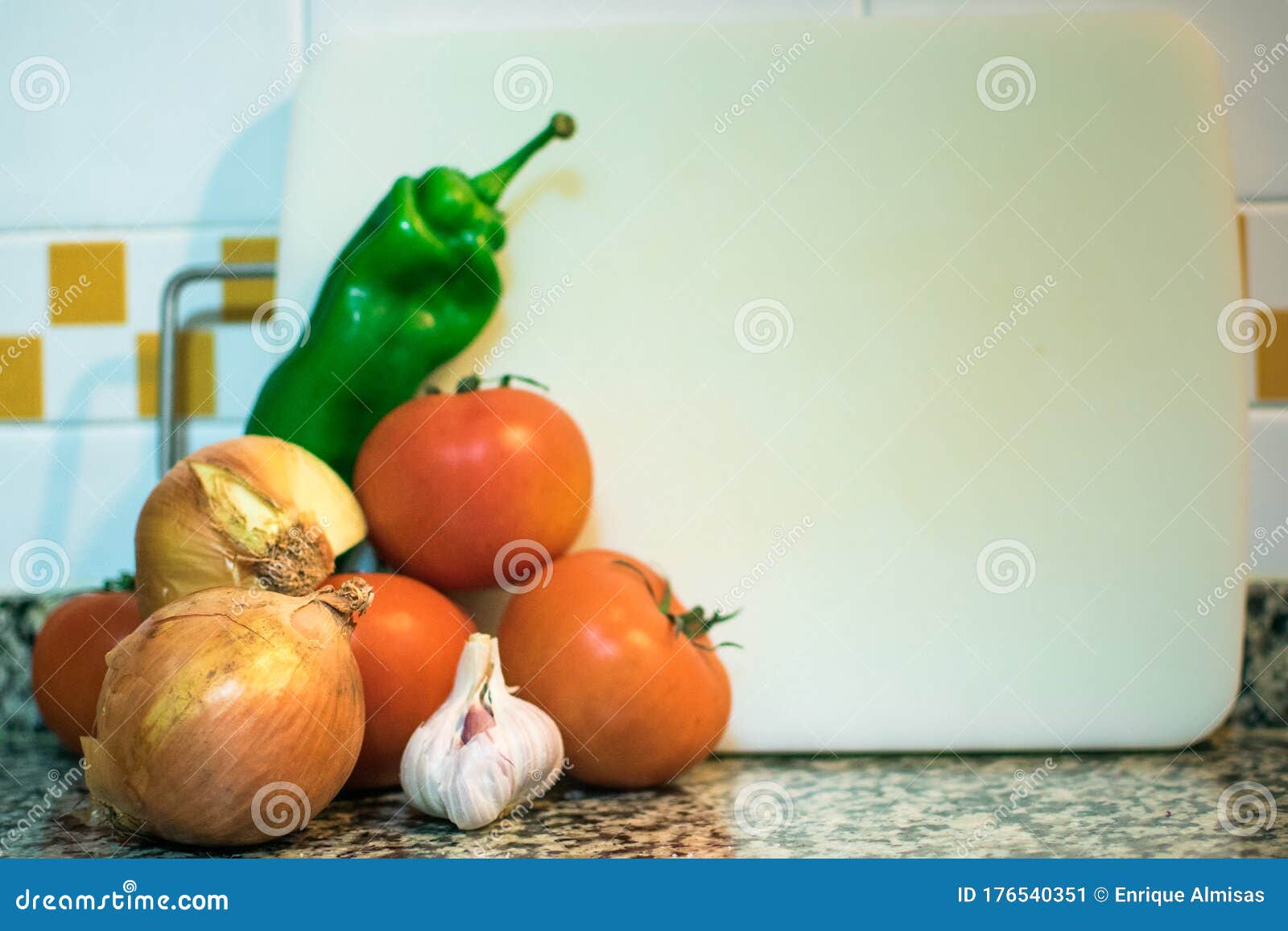 Vegetables with a Cutting Board in the Background Stock Image - Image ...