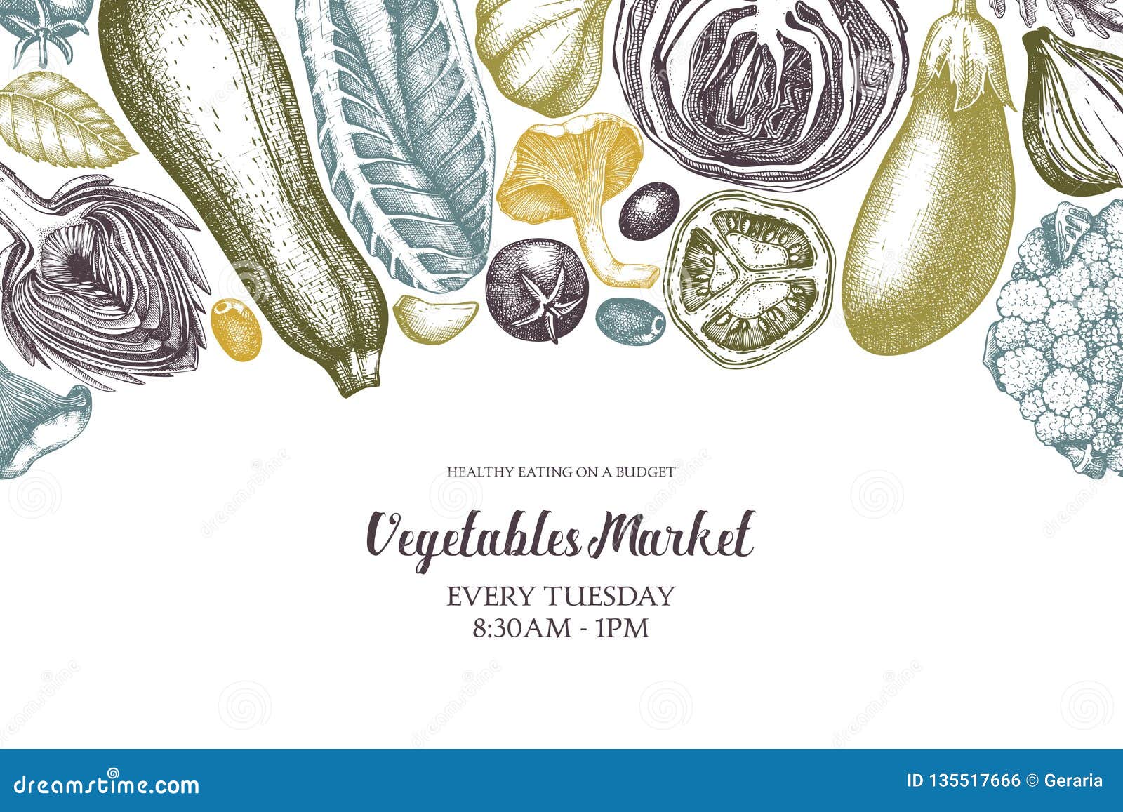 Sketched Vegetables And Fruits. Hand Drawn Organic Food, Engraving ...