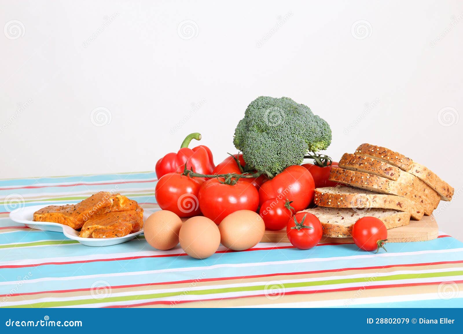 Vegetables, Eggs, Meat and Bread Stock Image - Image of freshness ...