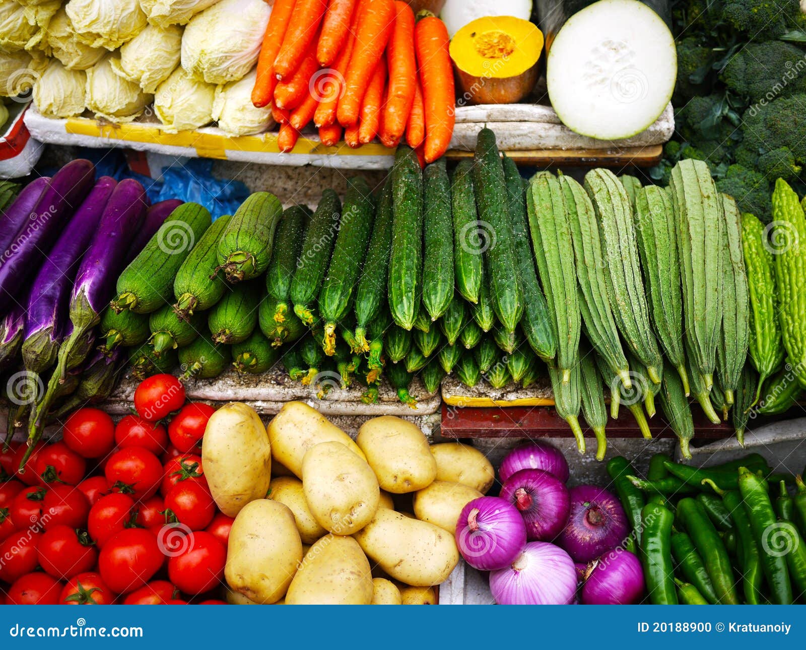 Vegetables at Farmer Market Stock Photo - Image of cucumber, tomato ...