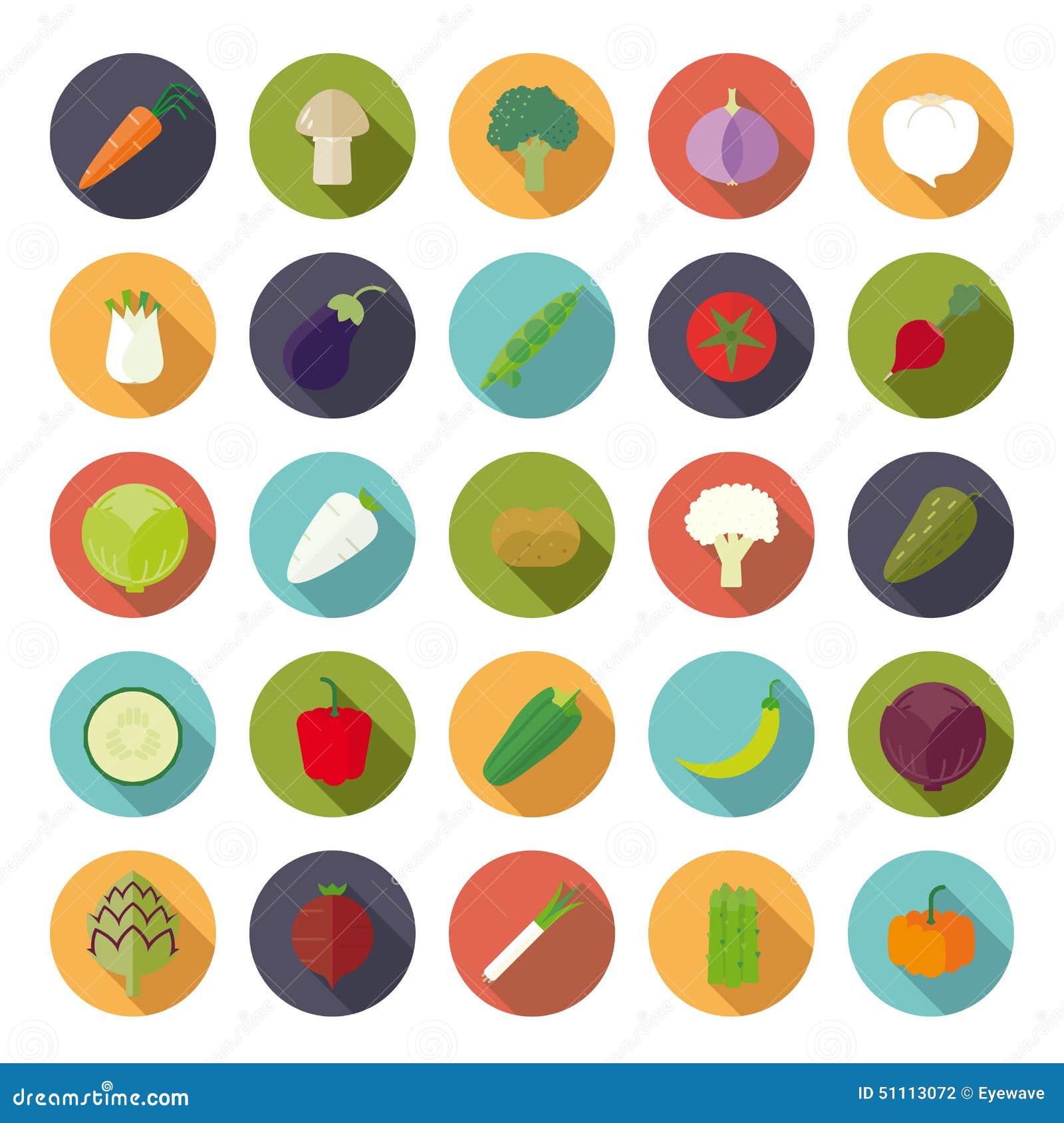 Vegetables Flat Design Vector Icon Set Stock Vector - Illustration of ...
