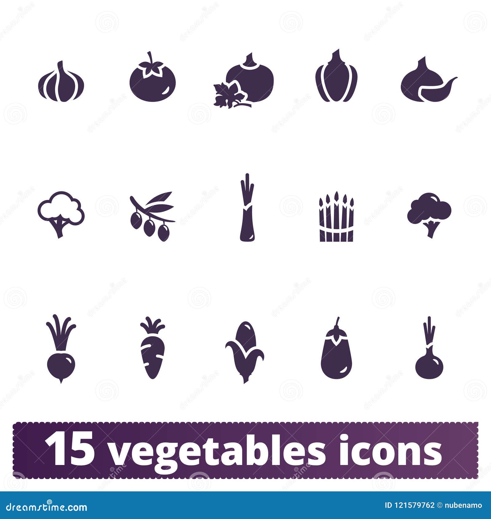 Vegetables Icons Flat Vector Set Stock Vector - Illustration of ...