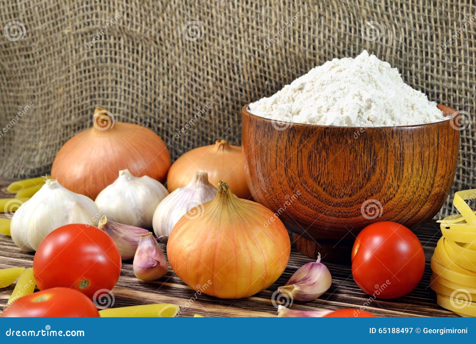 Vegetables and flour stock image. Image of onions, preparation - 65188497