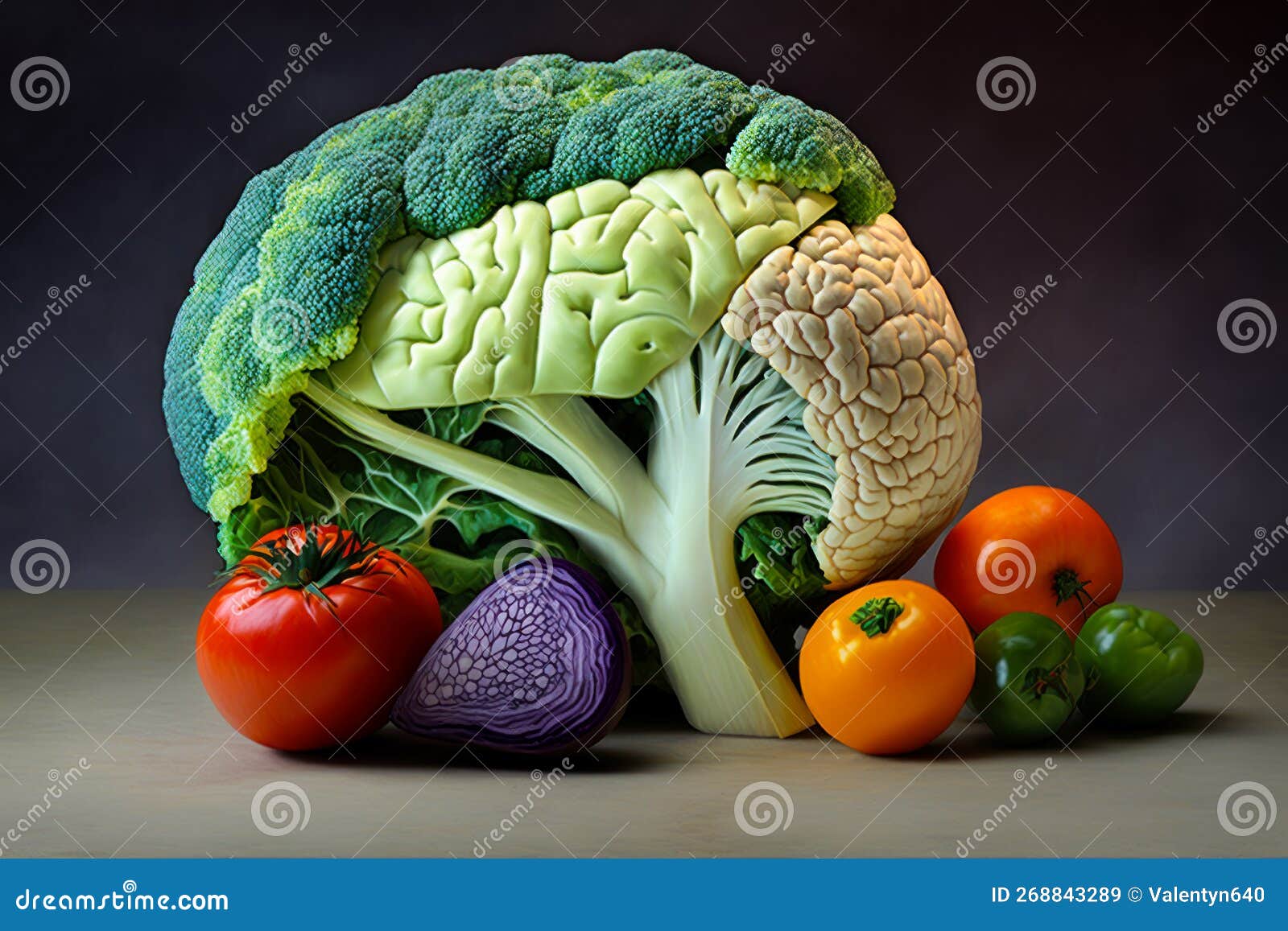 Vegetables in the Form of a Human Brain. Generative AI Stock Image ...