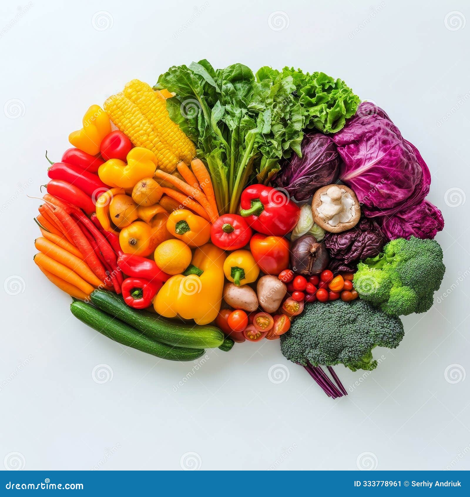 Vegetables in the Form of a Human Head on a White Background Stock ...