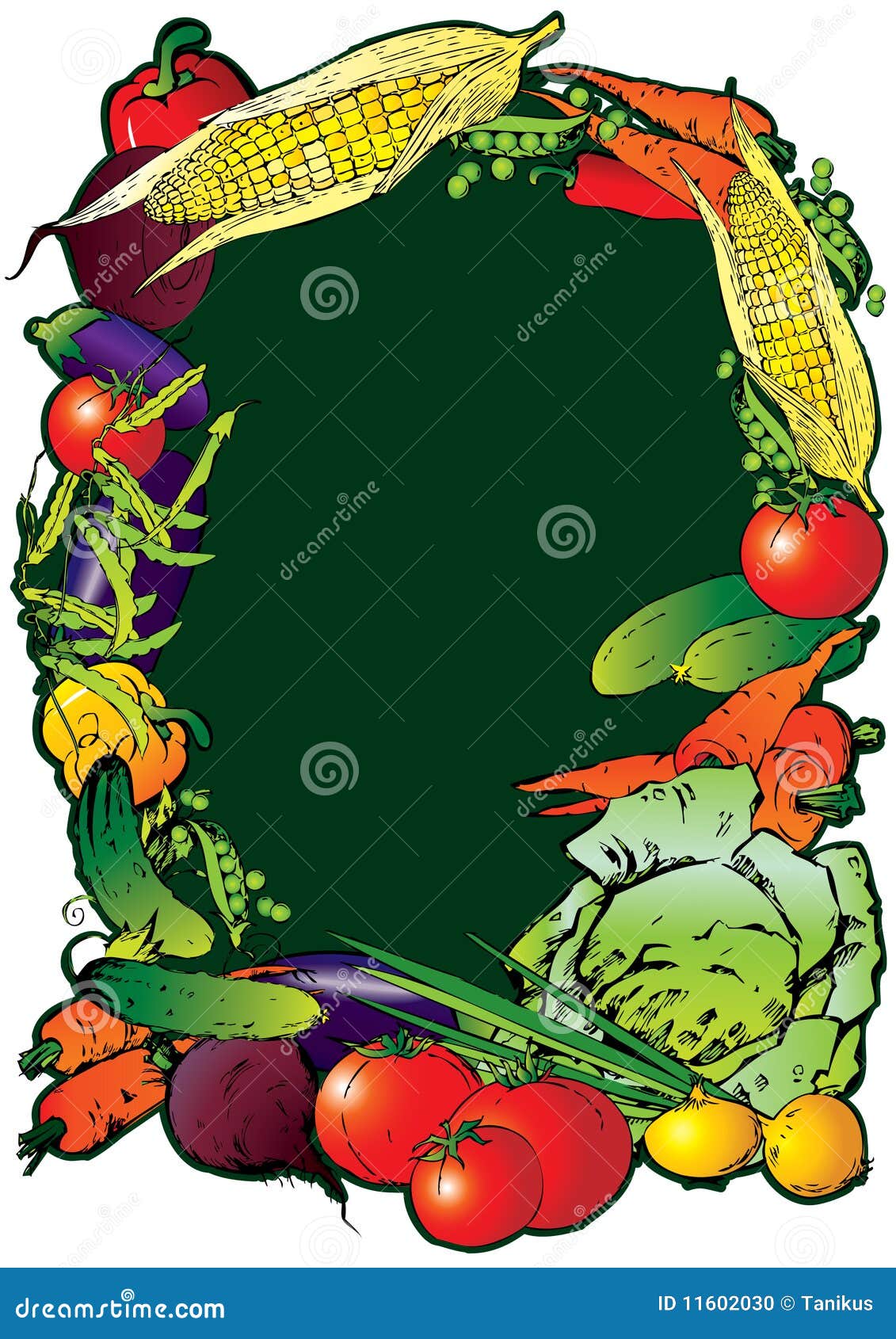 Vegetables frame. stock illustration. Illustration of corn - 11602030