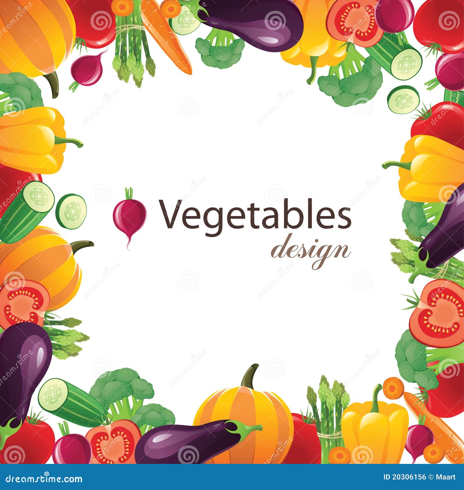 Vegetables Frame Design. Circle Frame. Frame With Organic Food Line Art ...