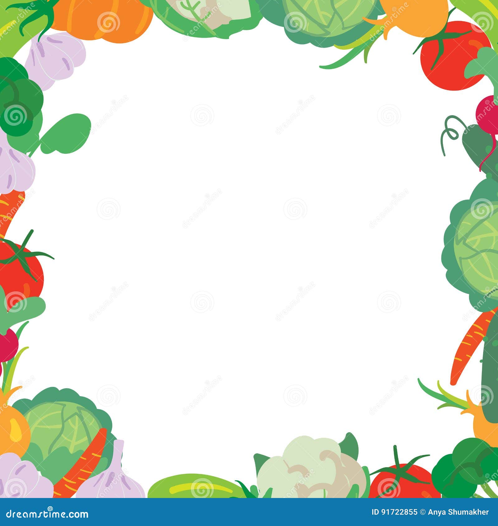Vegetables Frame on a White Background Stock Illustration ...