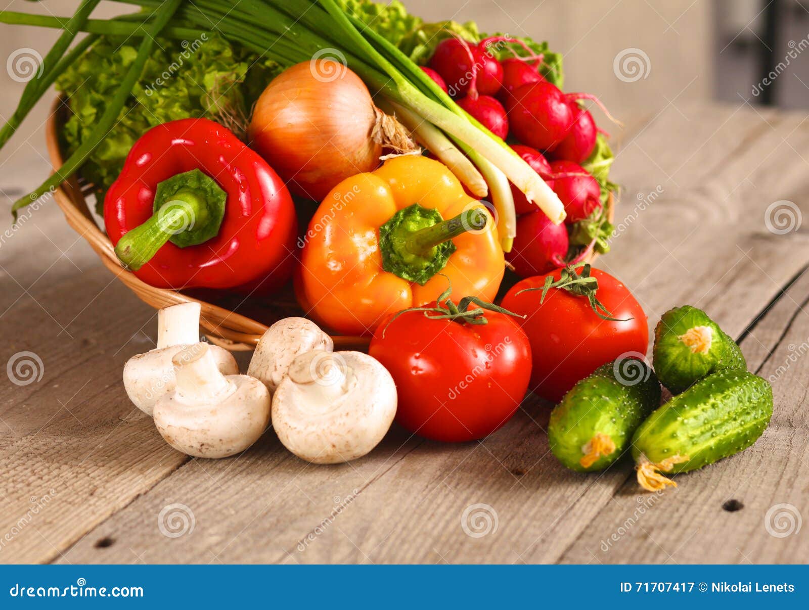 Vegetables . Fresh Bio Vegetable in a Basket Stock Image - Image of ...