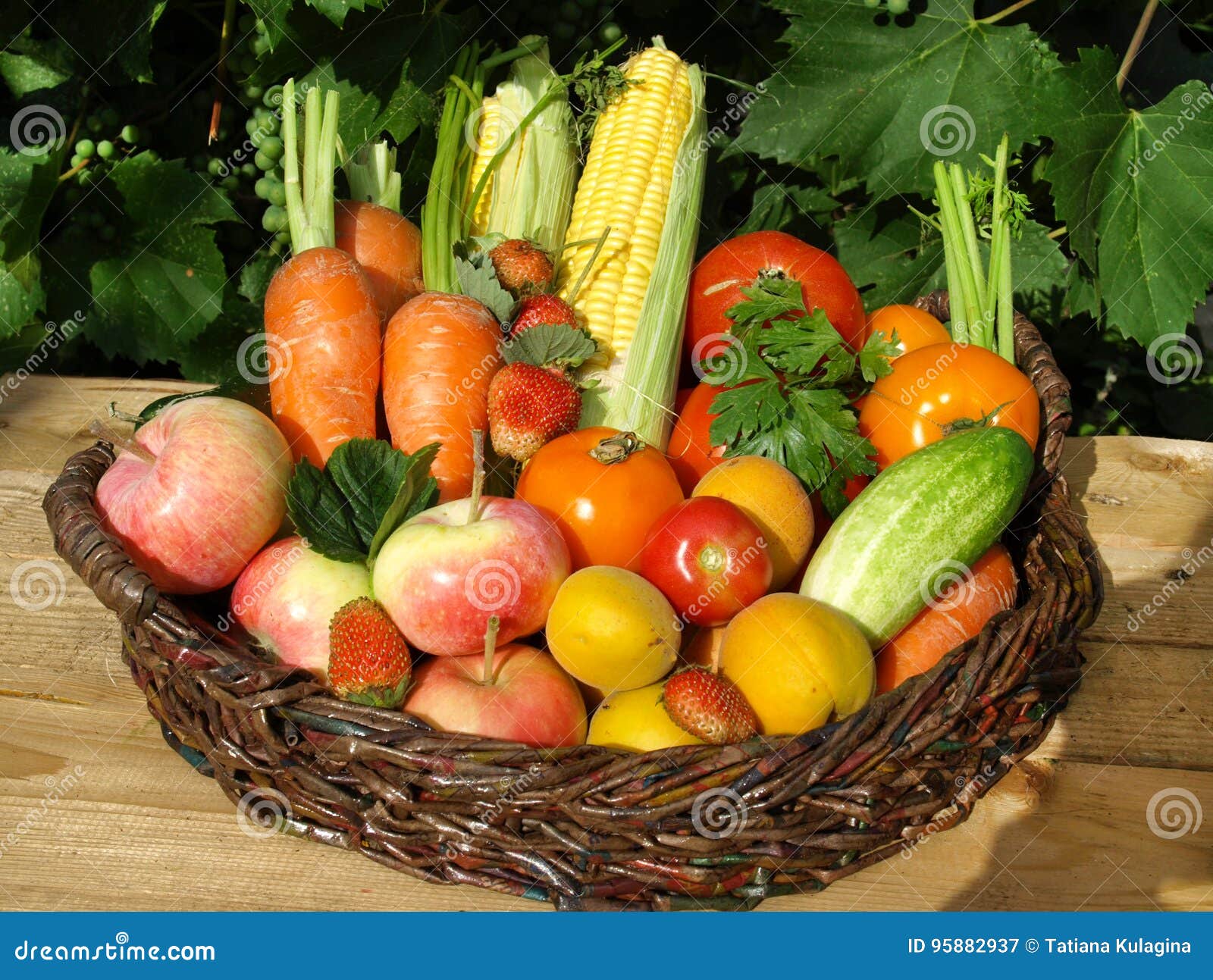 Vegetables and Fruits in the Basket Stock Image - Image of basket ...