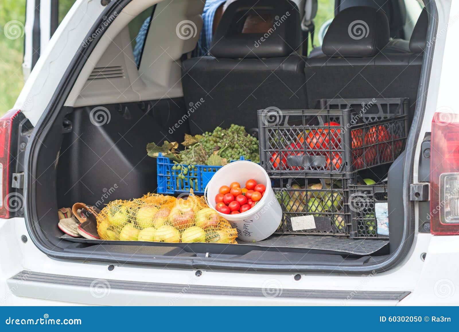 Vegetables and Fruits in the Car Trunk Stock Photo - Image of heap ...