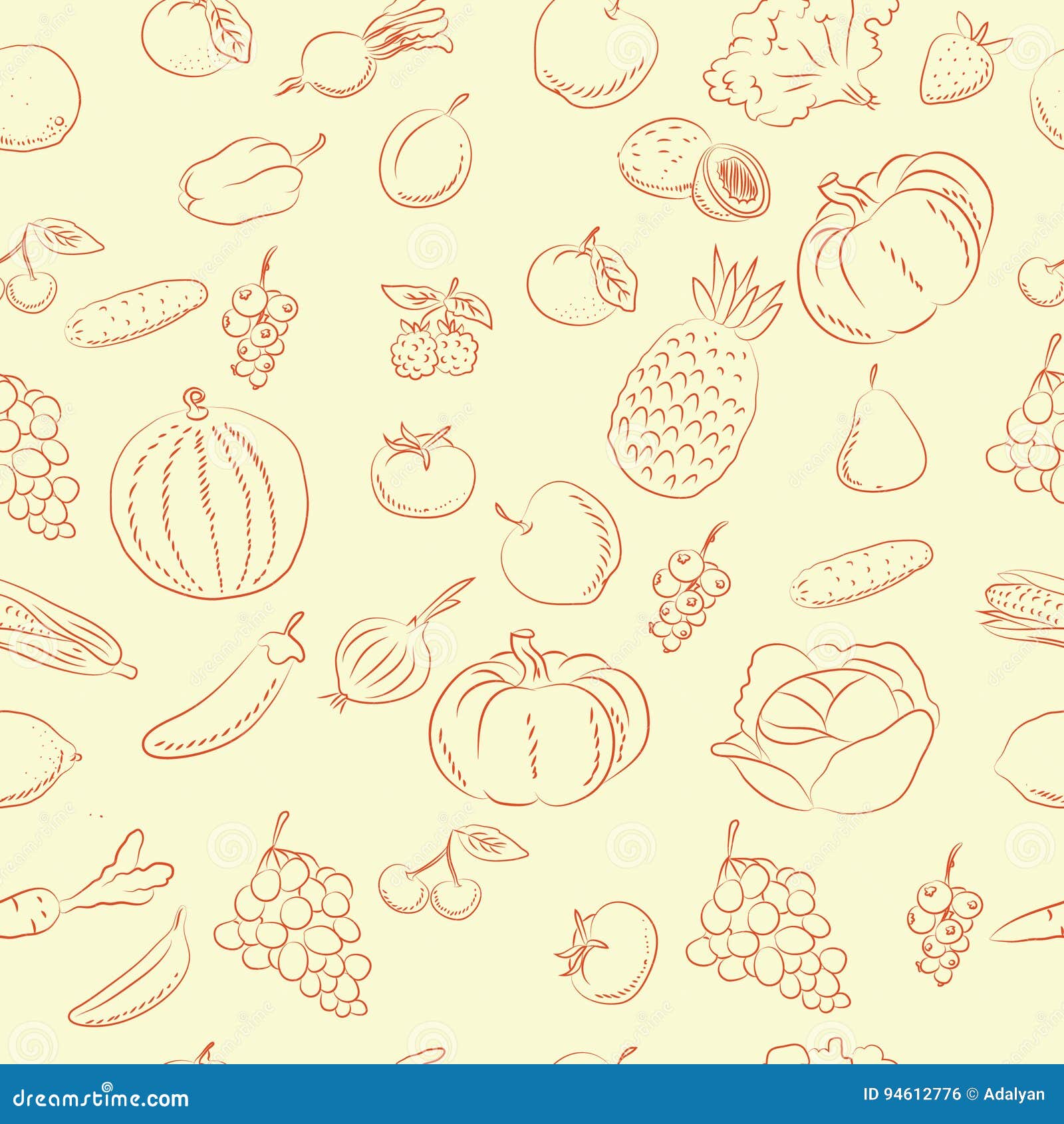 Fruits Doodles Cute Seamless Vector Pattern. | CartoonDealer.com #116946961
