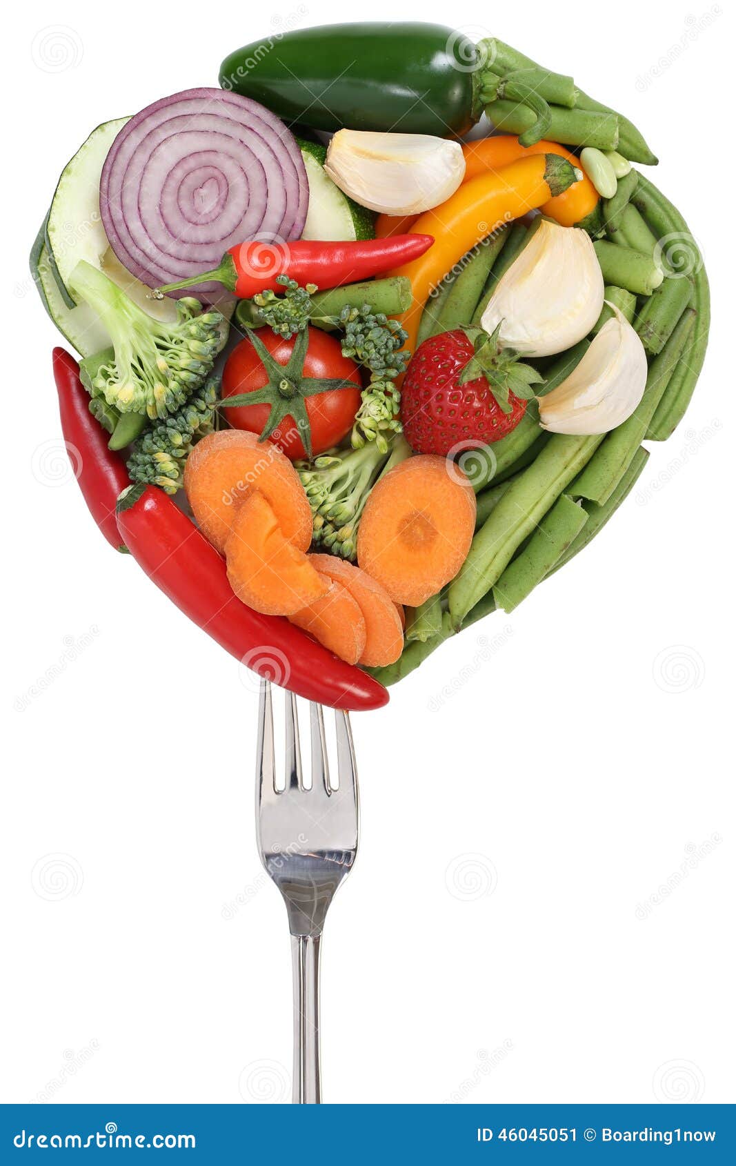 Vegetables and Fruits on a Fork Stock Image - Image of organic, paprika ...