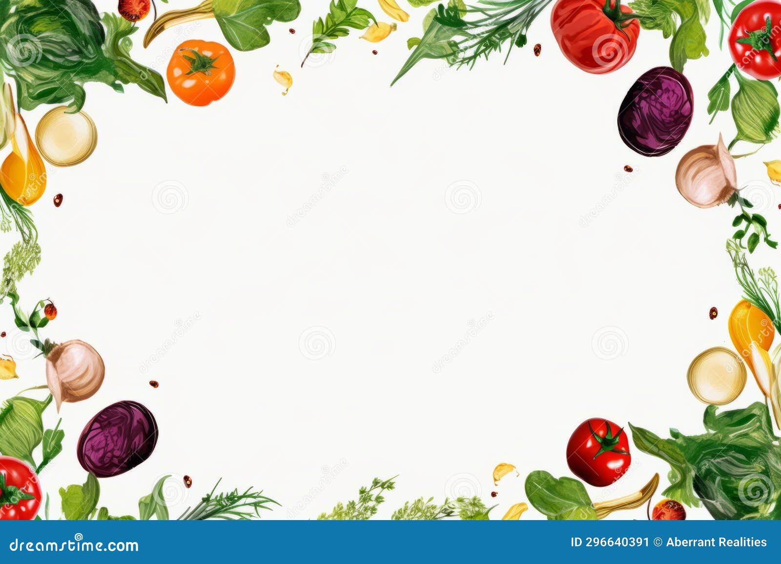 Vegetables and Fruits Frame on a White Background Stock Illustration ...