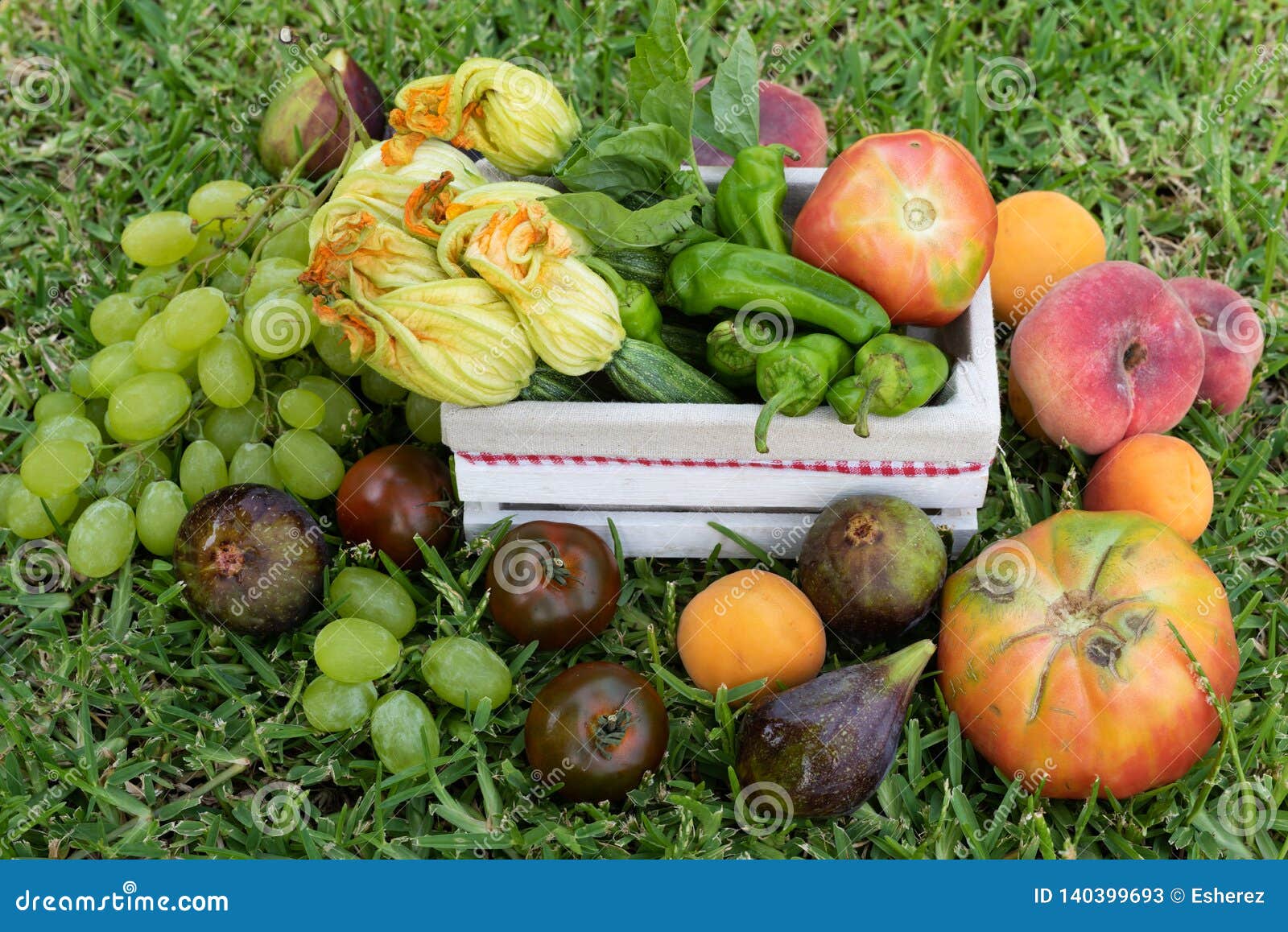 Vegetables and Fruits on the Grass Stock Image - Image of summer ...