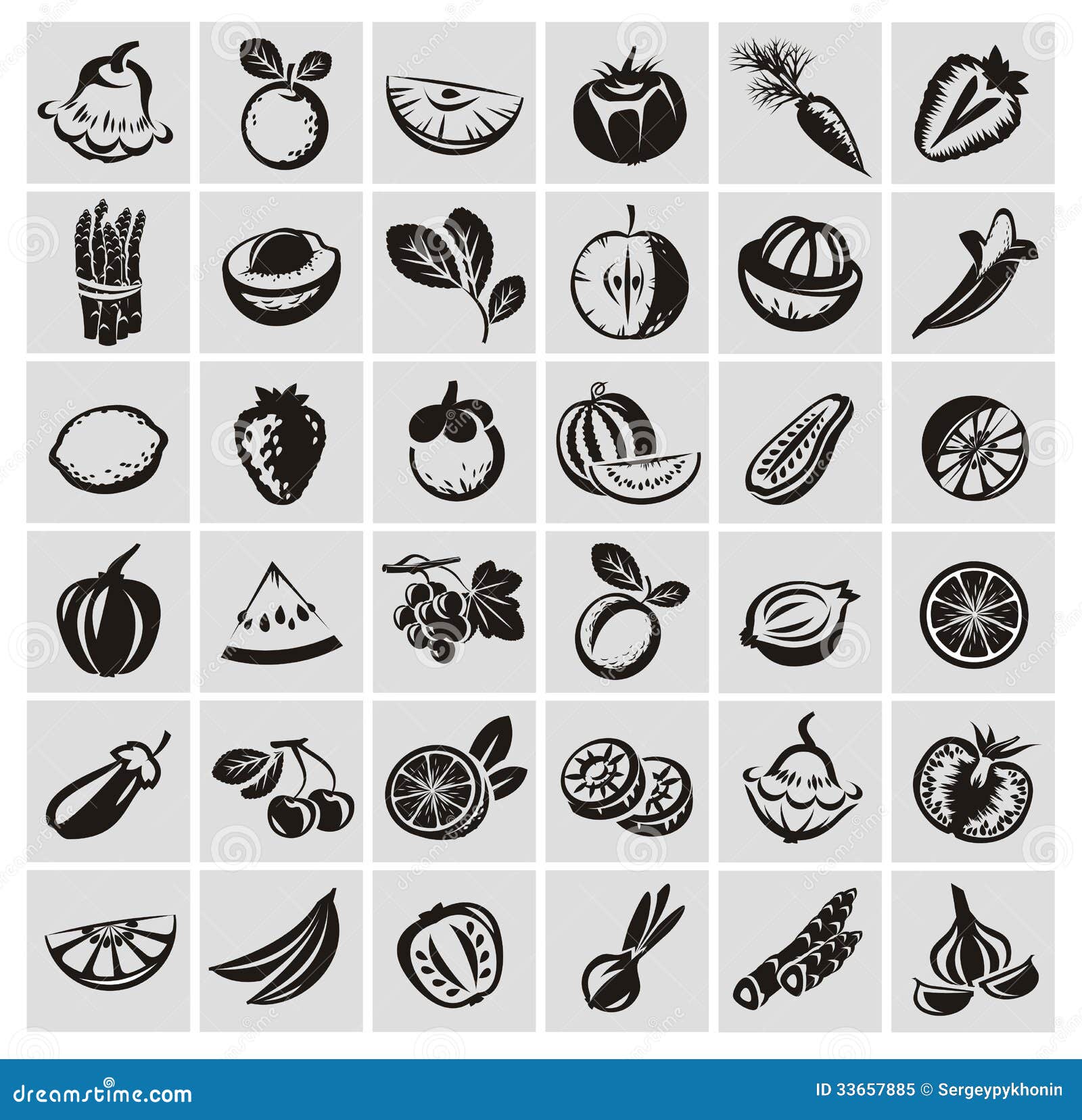 Fruits Icons Big Set, Hand Drawn Style Cartoon Vector | CartoonDealer ...