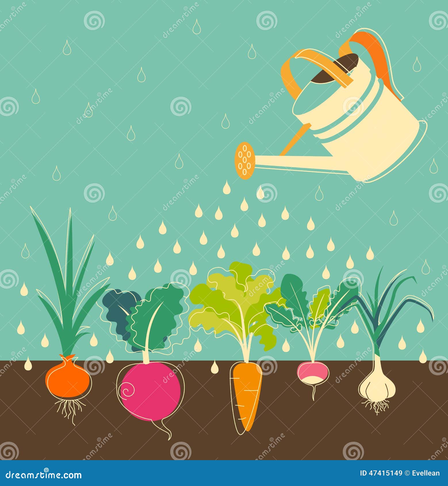 Vegetables garden watering stock vector. Illustration of growing - 47415149