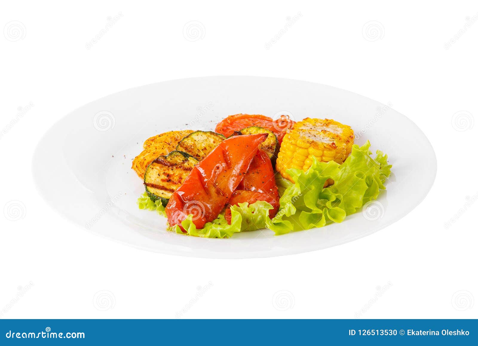 Vegetables Grilled Portion White Isolated Side View Stock Photo - Image ...
