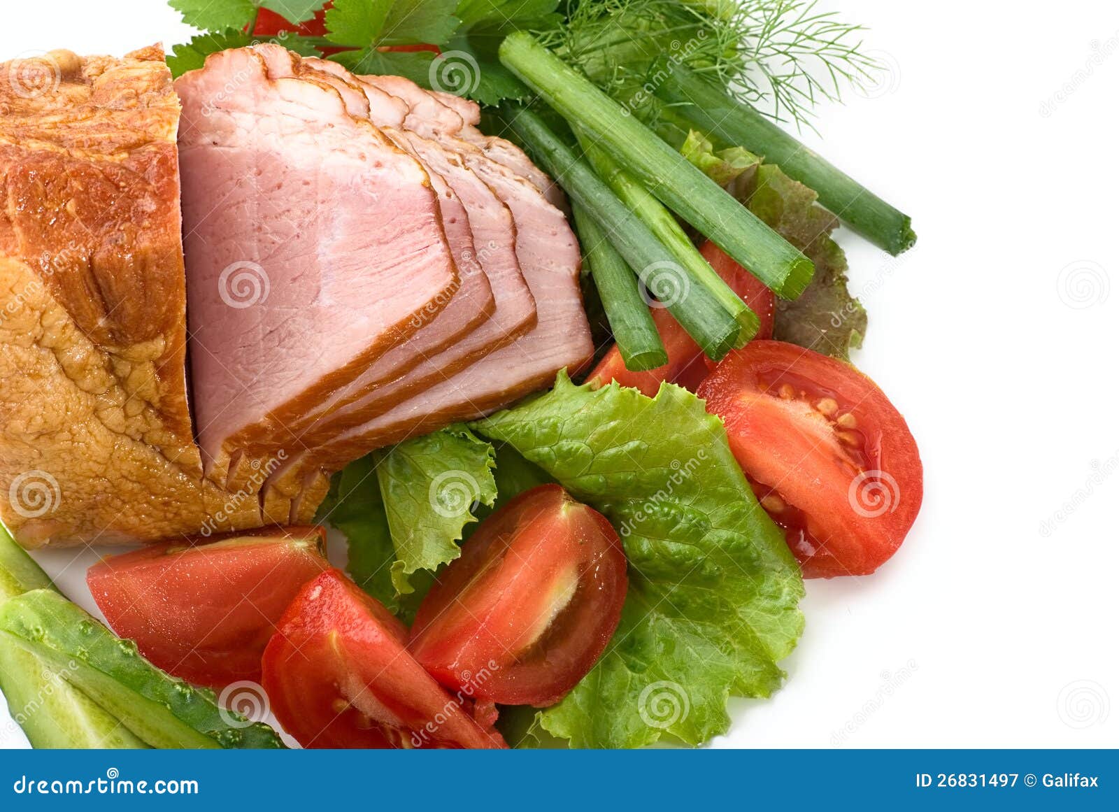 Vegetables and ham stock image. Image of leaf, tomato - 26831497
