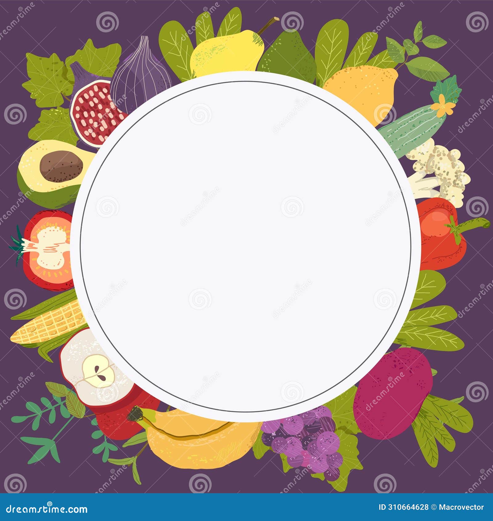 Vegetables Hand Drawn Cartoon Circular Frame Stock Photo ...