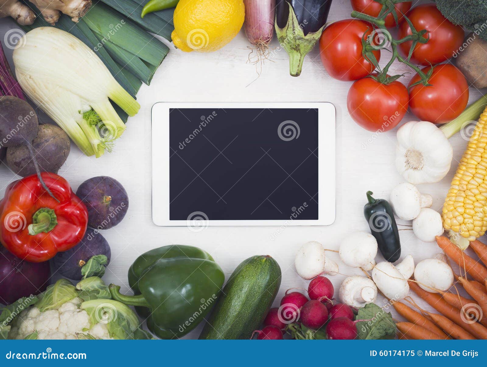Vegetables Hero Header Image with Tablet Pc Stock Image - Image of diet ...
