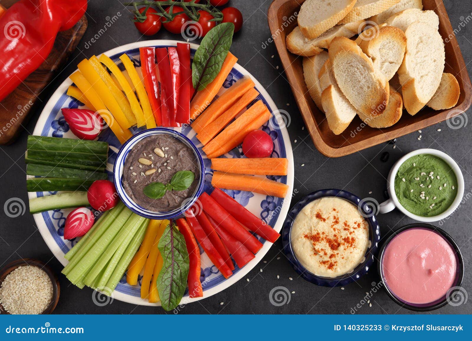 Vegetables and humus stock image. Image of humus, green - 140325233