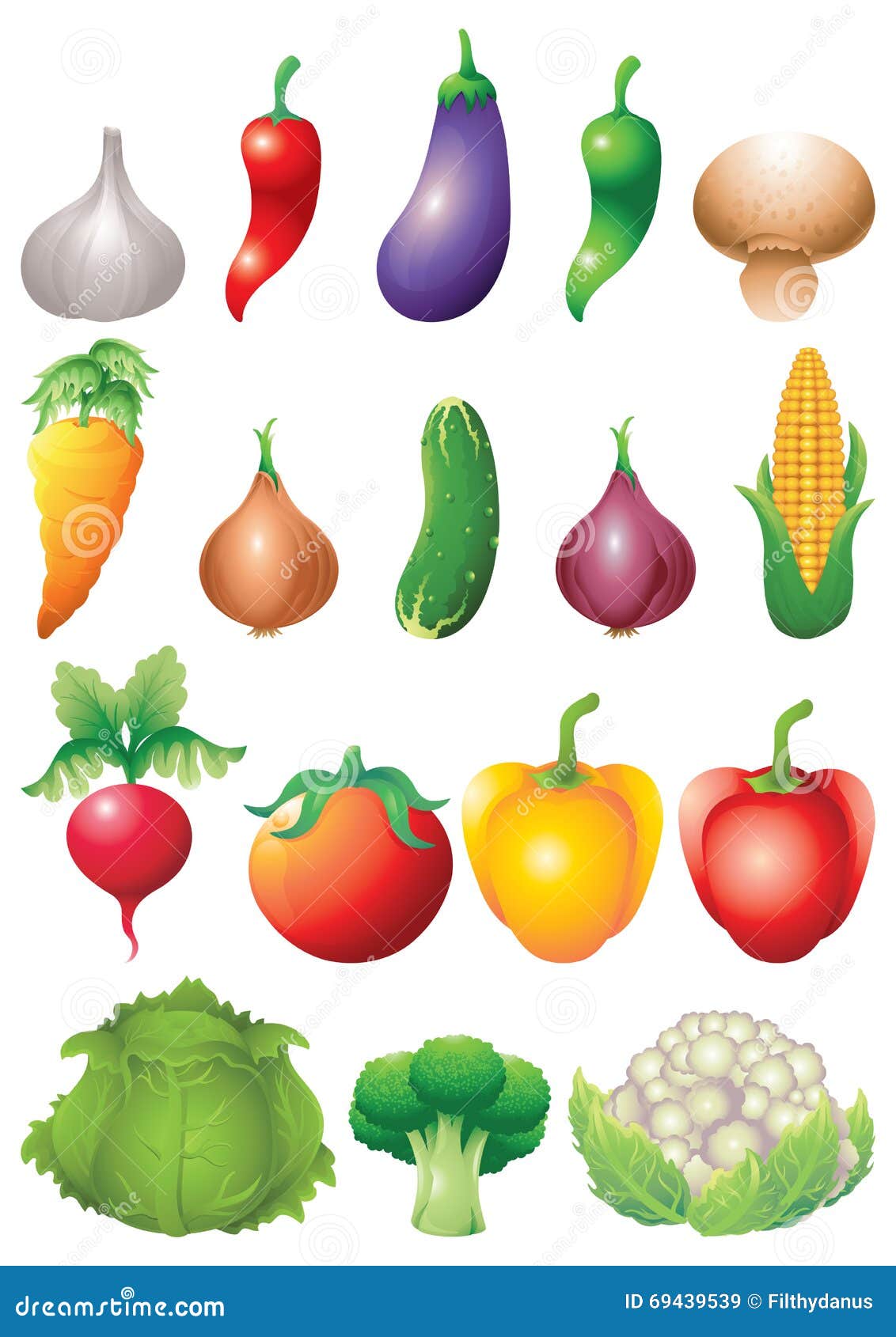 Vegetables Icon Cartoon Set Isolated Stock Vector - Illustration of ...