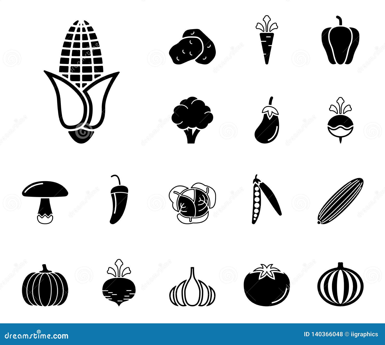 Vegetables icon set stock illustration. Illustration of food - 140366048