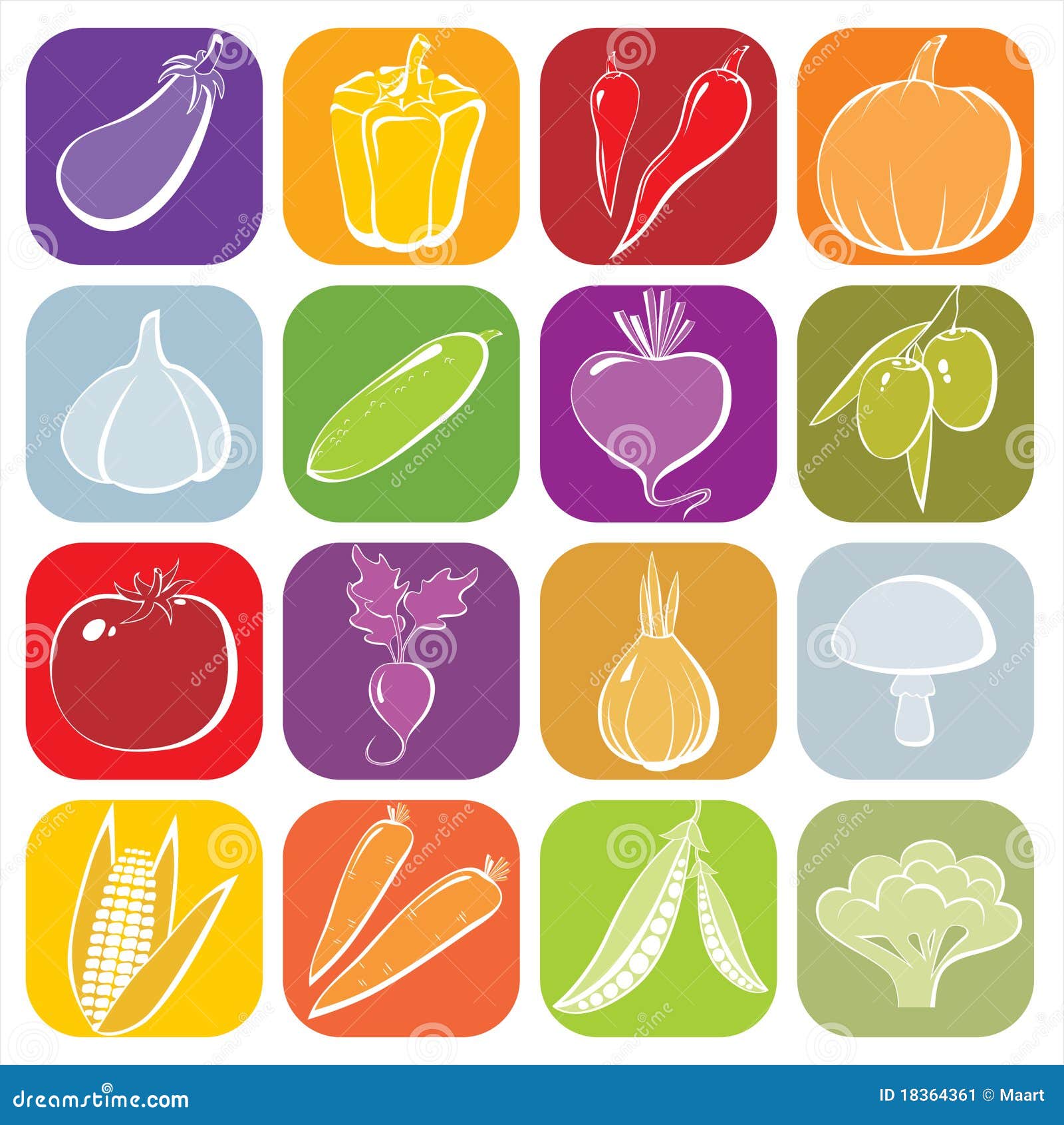 Vegetables icons stock vector. Illustration of garden - 18364361