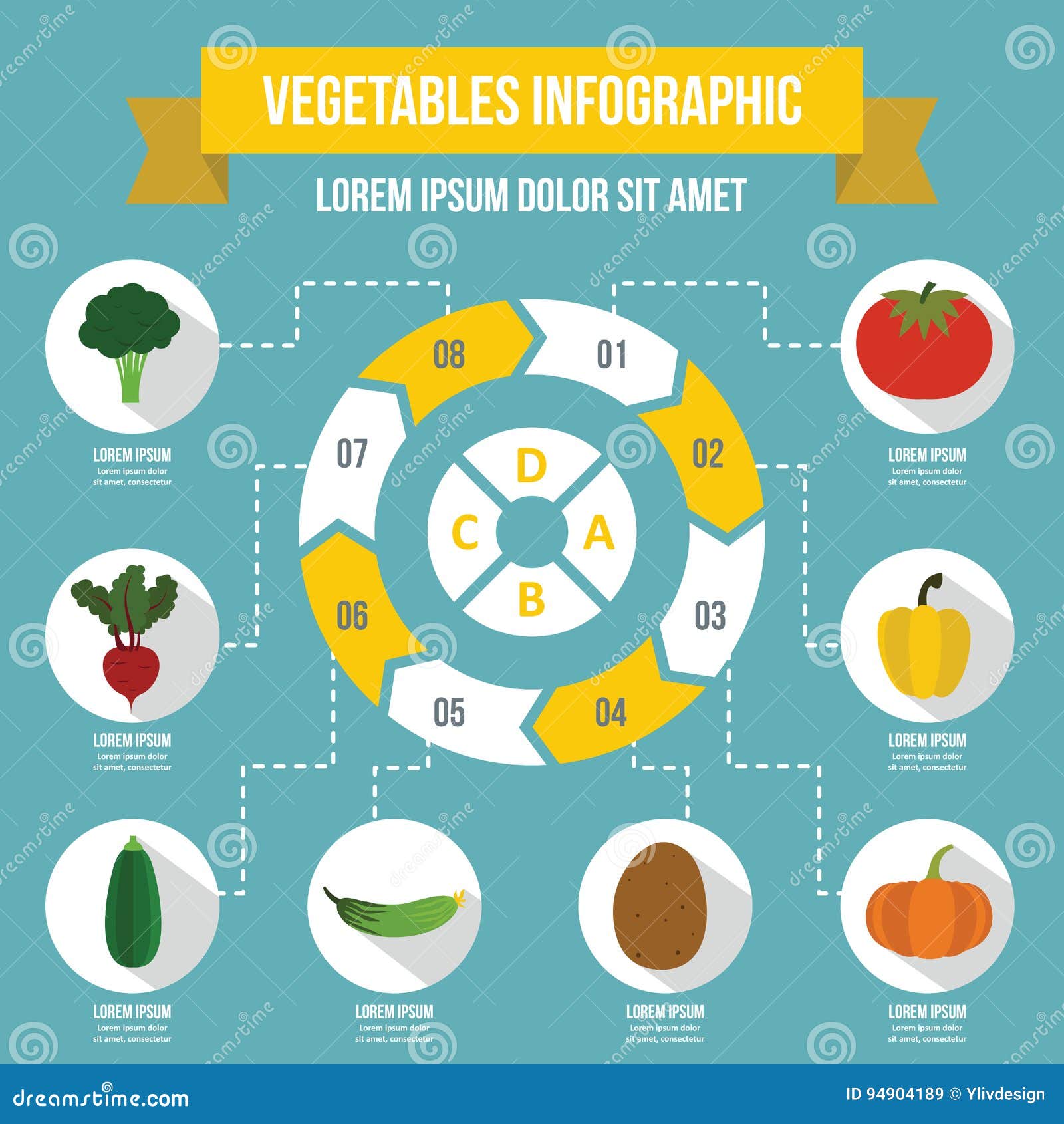 Vegetables Infographic Concept, Flat Style Stock Vector - Illustration ...