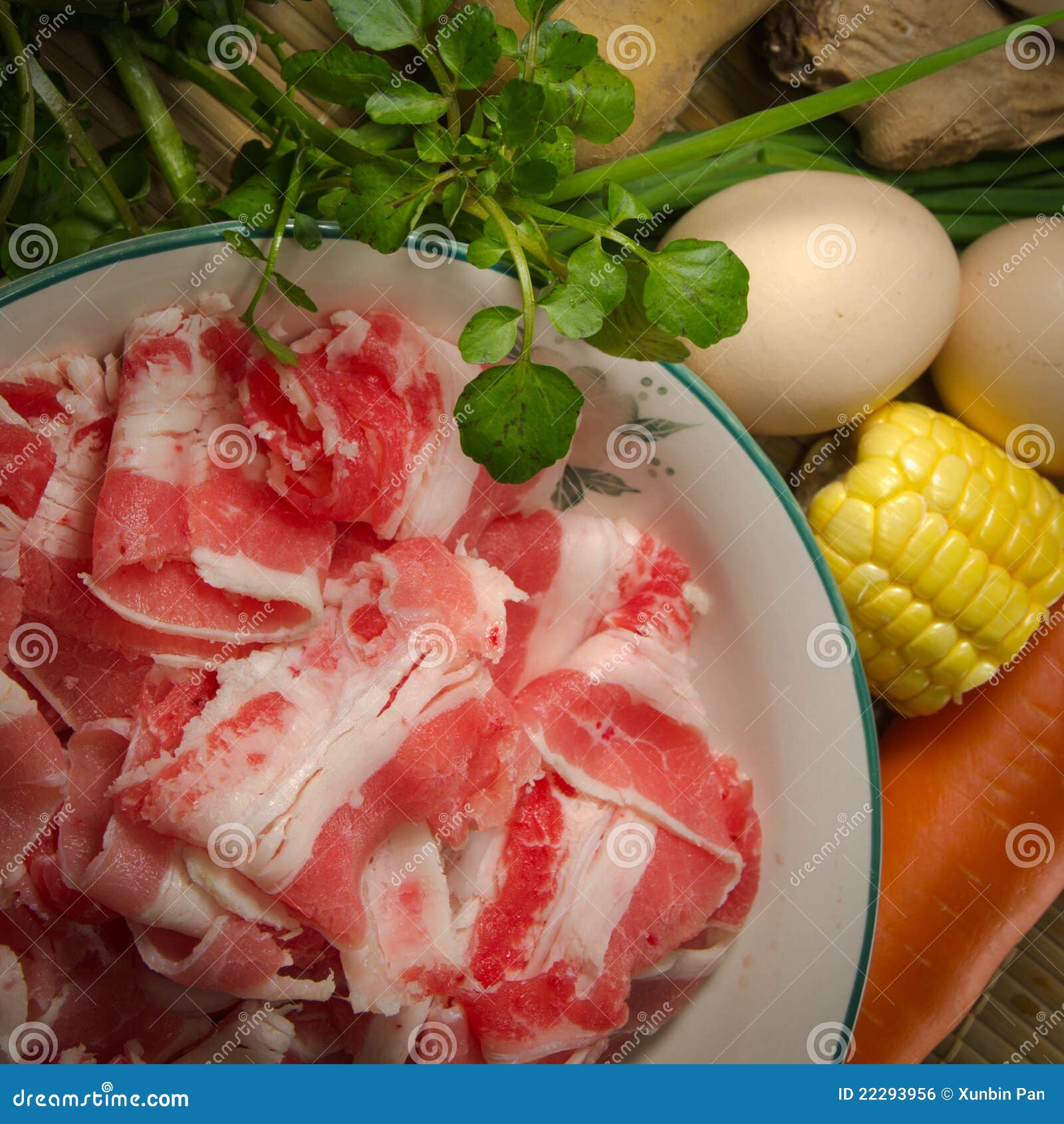 Vegetables Ingredient and Fat Beef Slices Stock Photo - Image of ginger ...