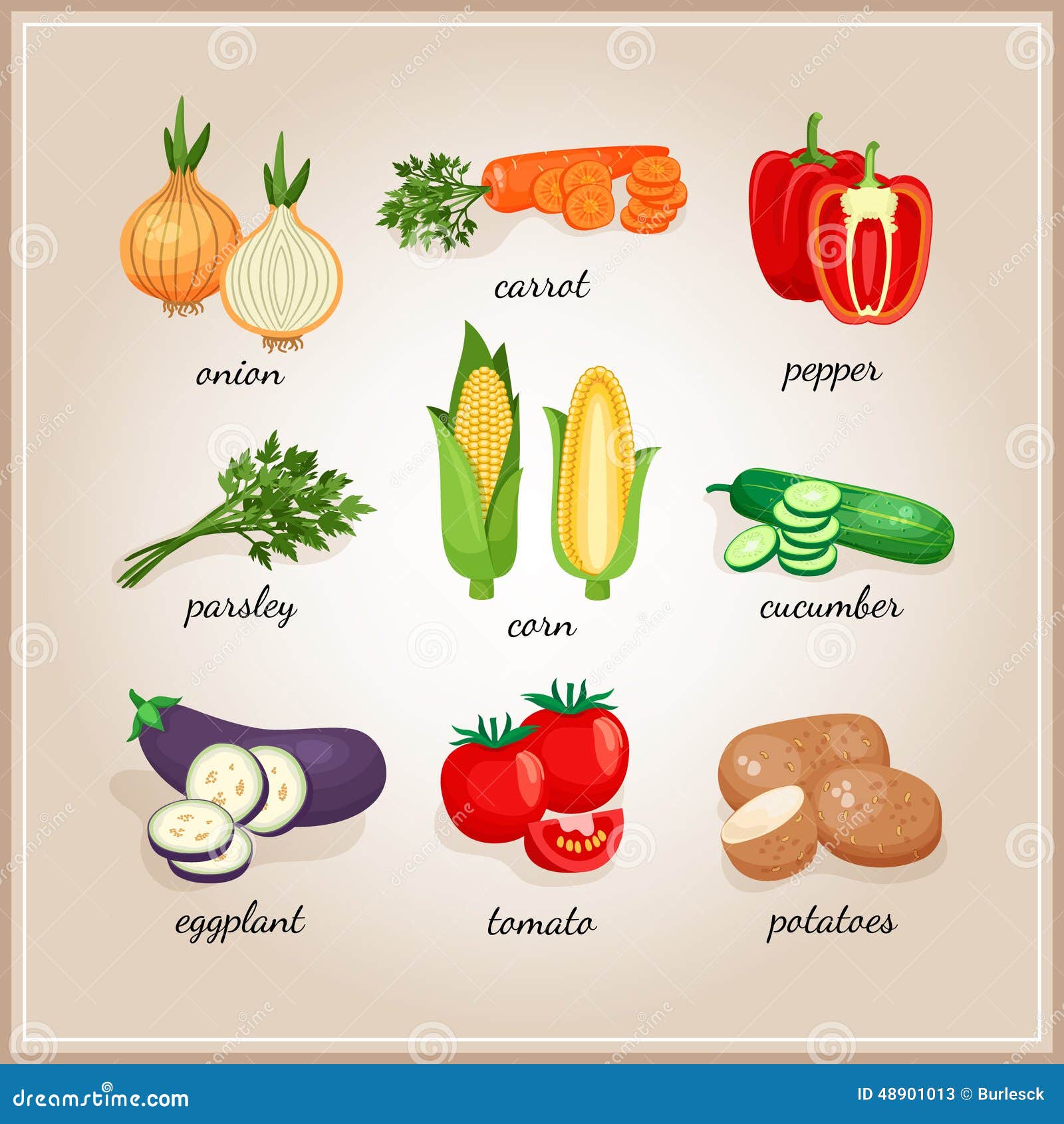 Vegetables ingredients stock vector. Illustration of fresh - 48901013