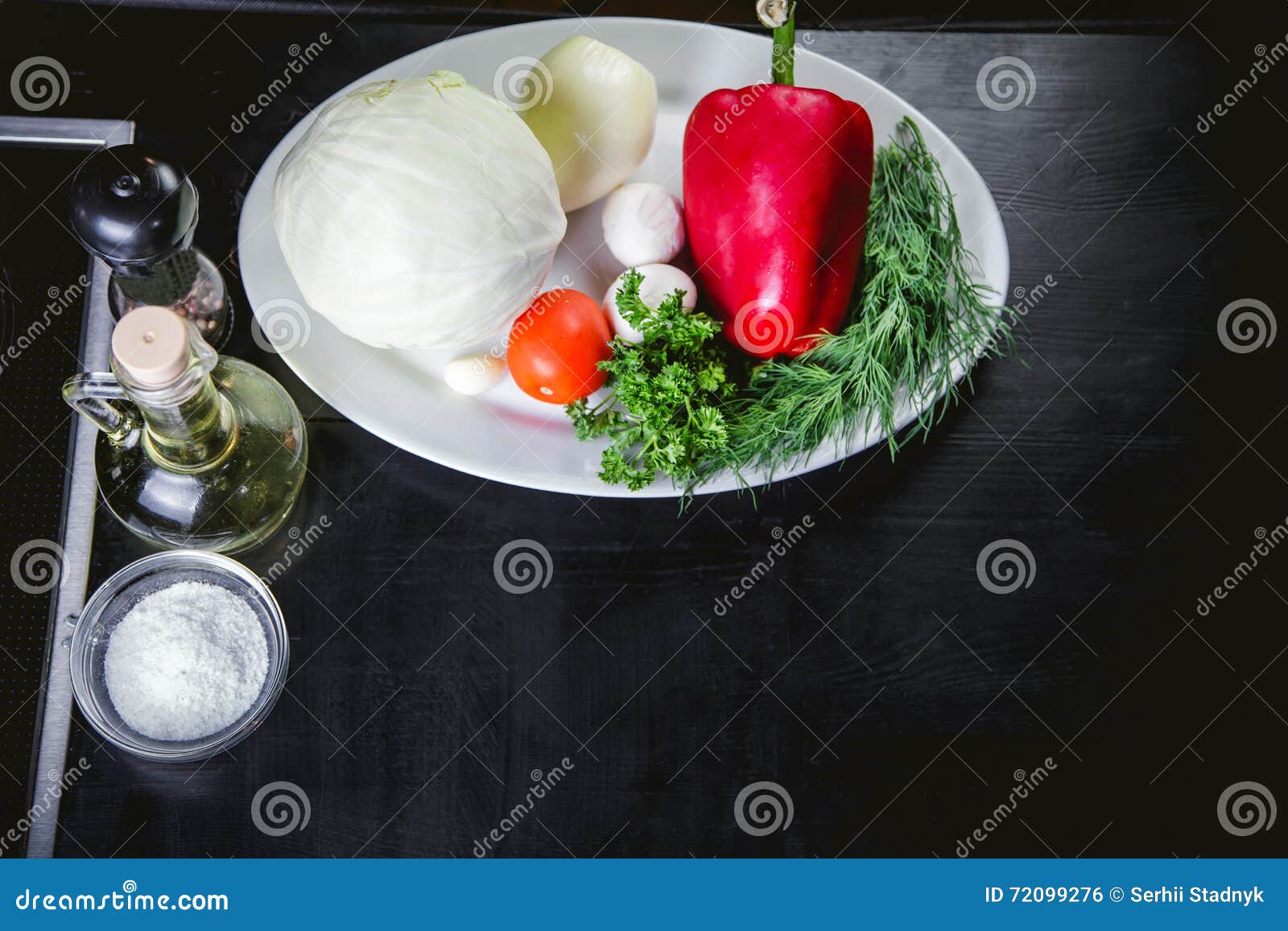 Vegetables, Ingredients for Cooking on the Kitchen Table Stock Photo ...