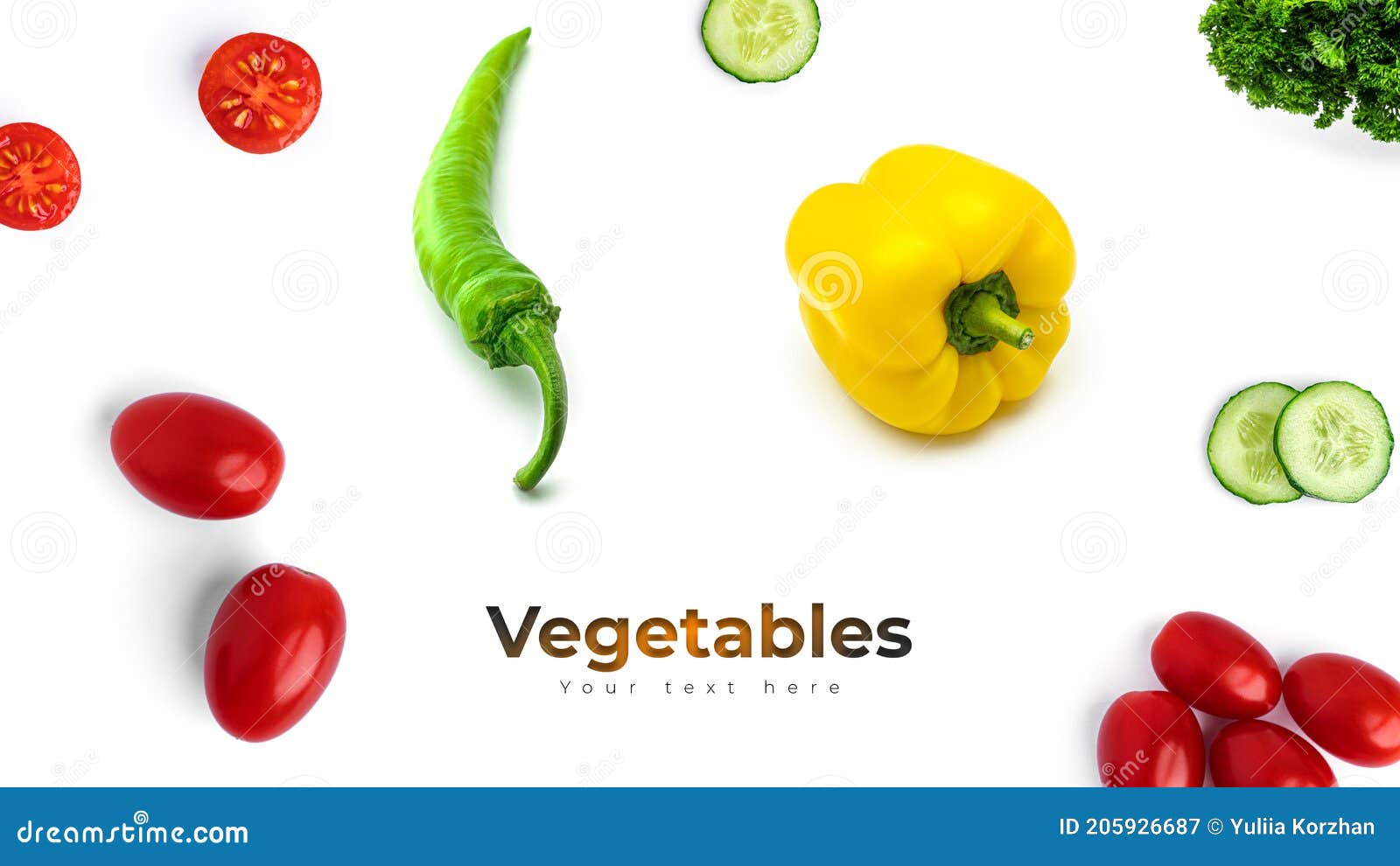 Vegetables Isolated on White Background. Long Header Banner Format ...