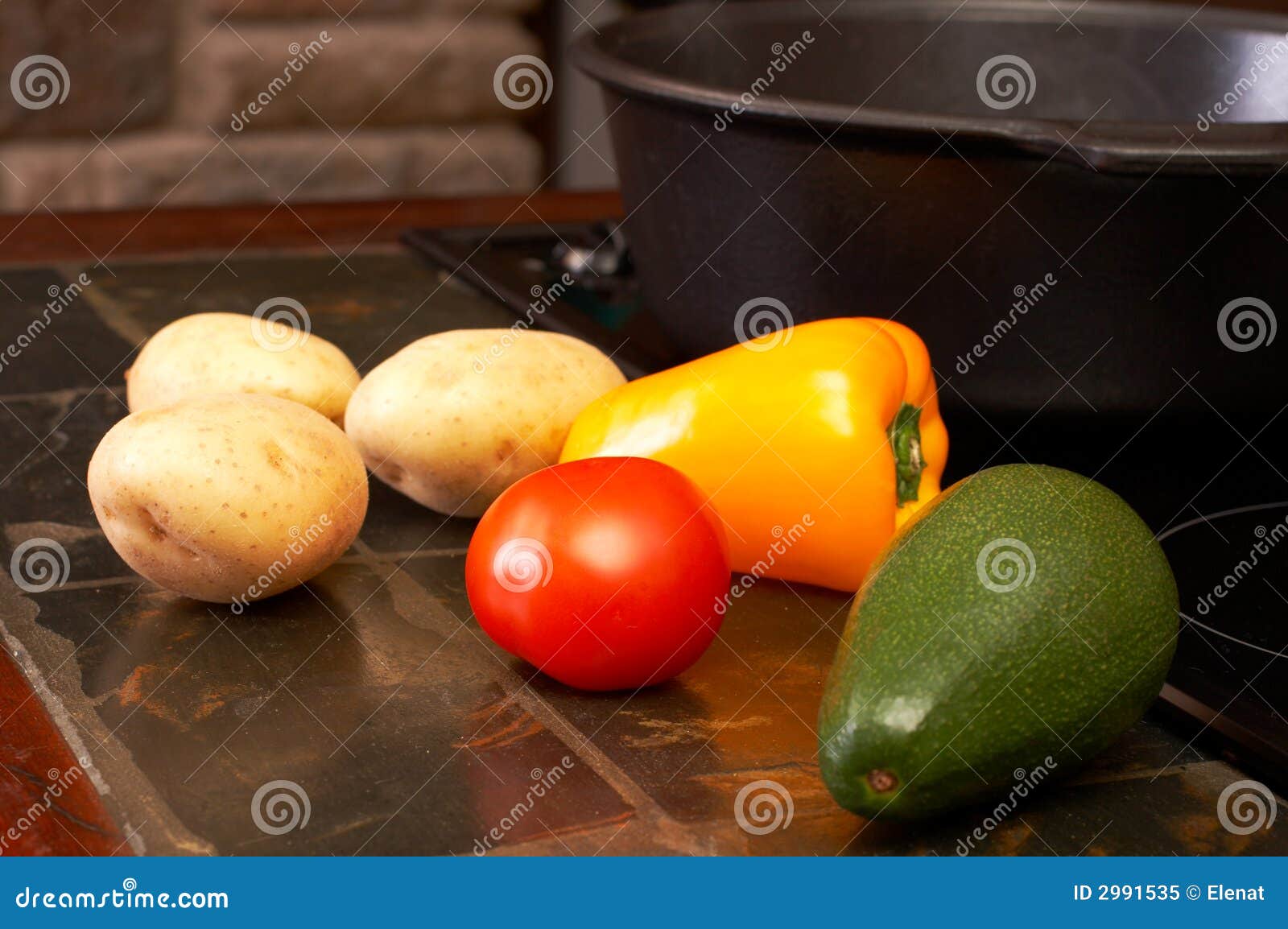 Vegetables on Kitchen Counter Stock Image - Image of pepper, dinner ...