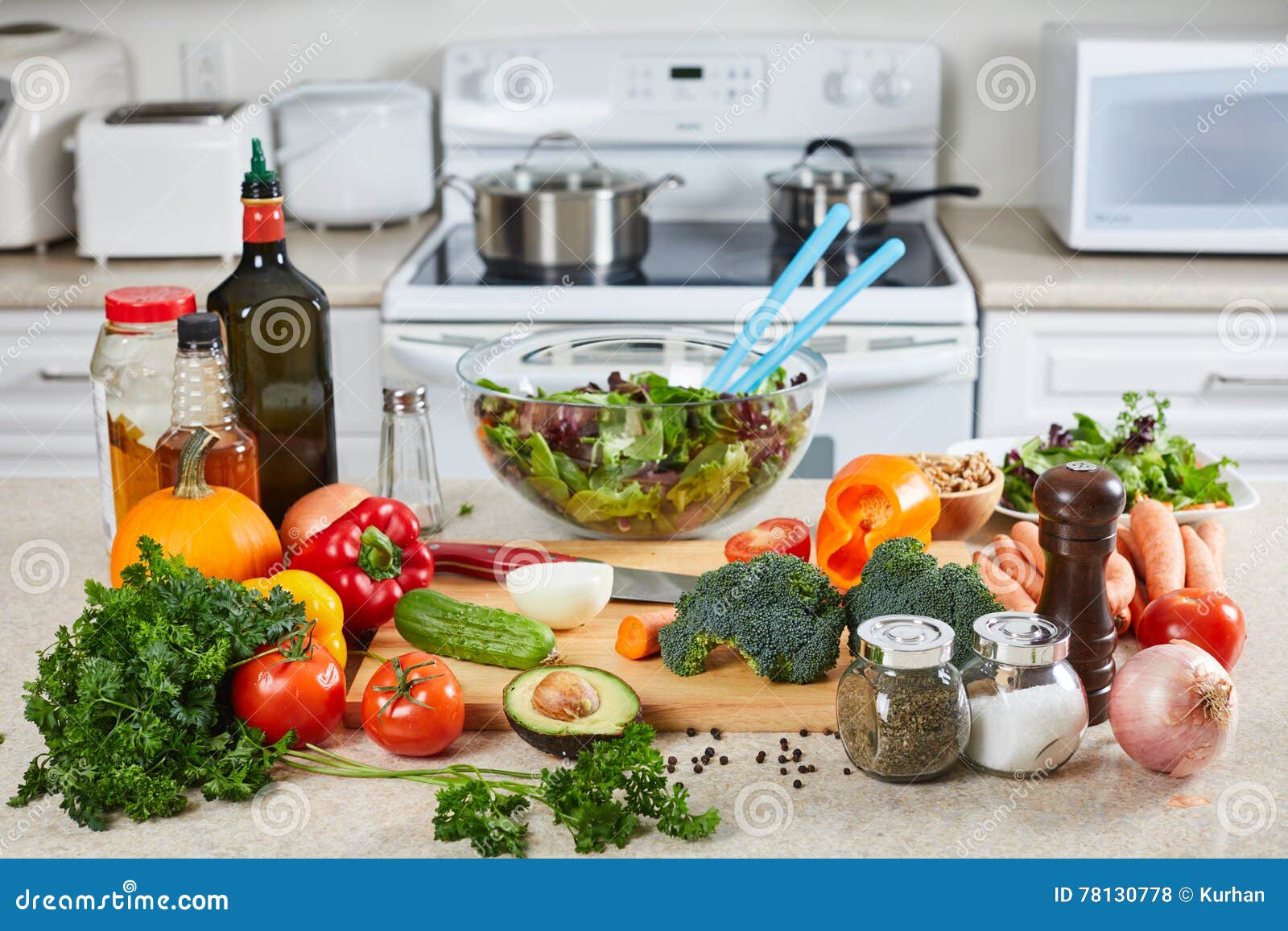 Vegetables in the kitchen. stock photo. Image of chopping - 78130778