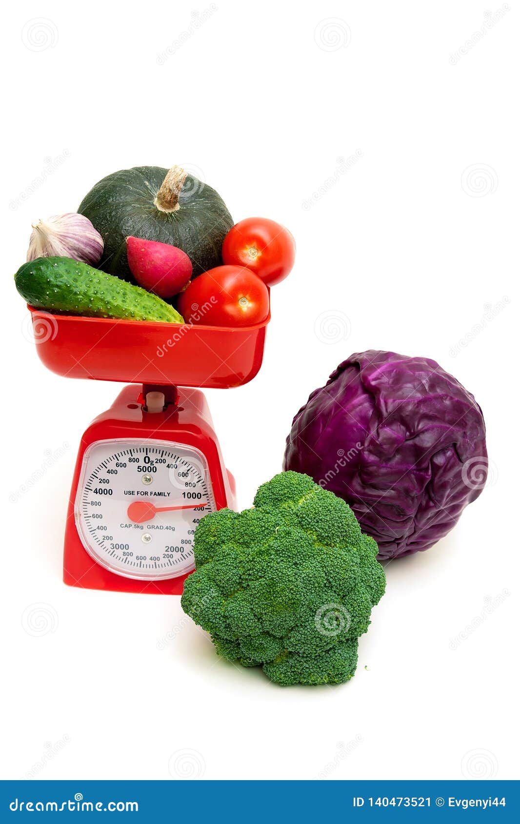 Vegetables and Kitchen Scales Isolated on White Background Stock Image ...