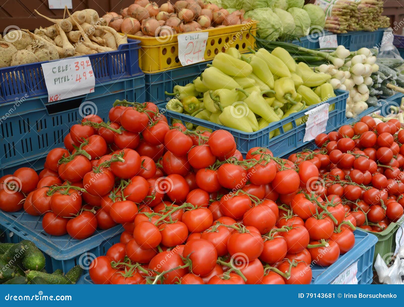 Vegetables On A Counter Of A Vegetable Stall In The Fresh Market ...